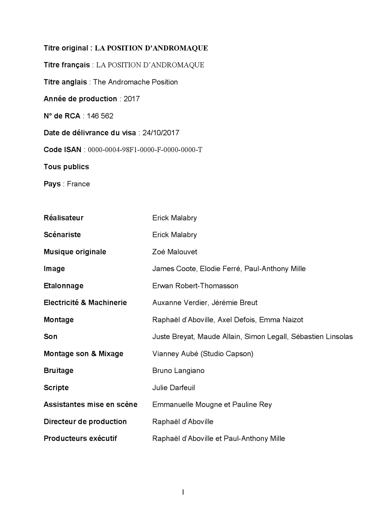 La position d'Andromaque - Docsity