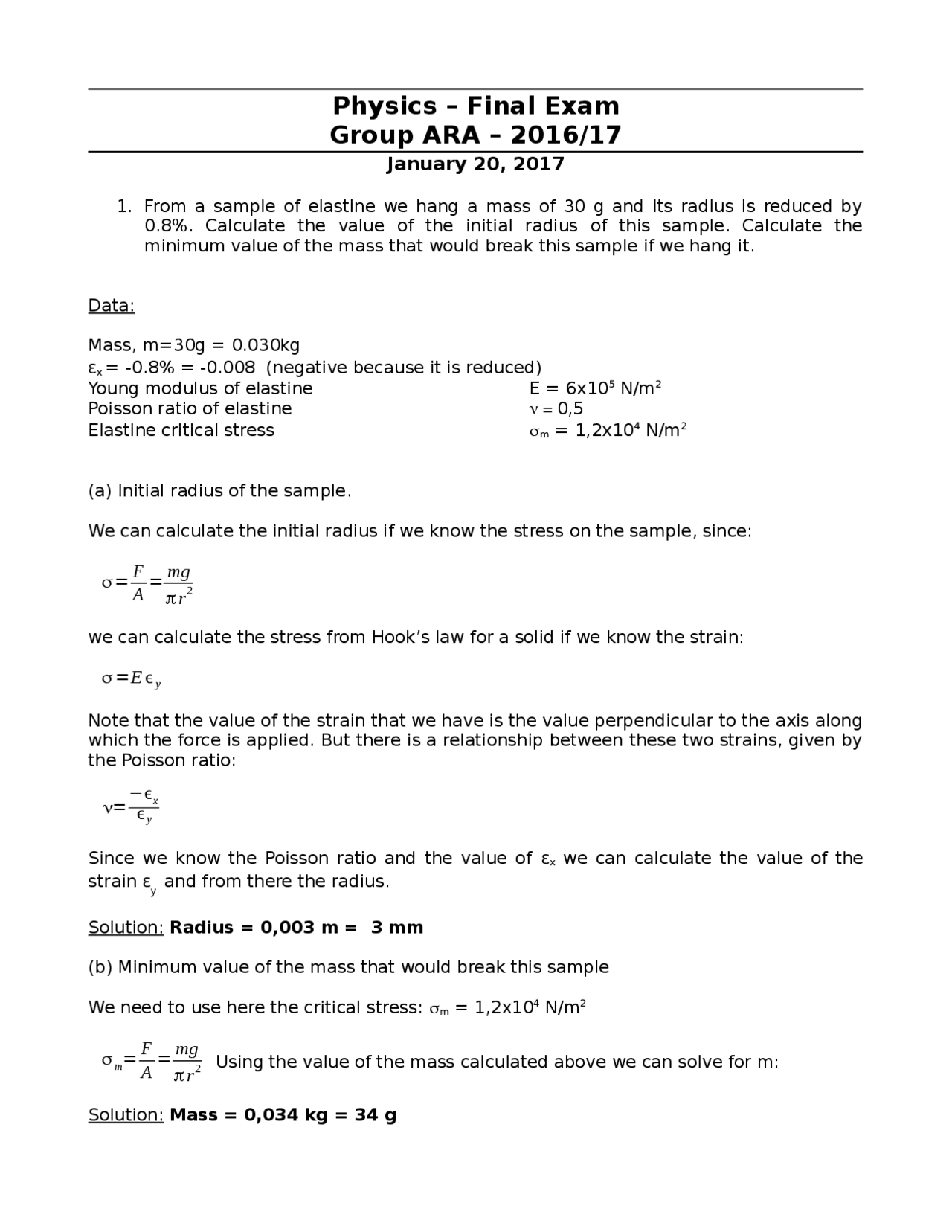Physics Exam Solutions: Elasticity, Fluid Dynamics, Optics, and Osmosis | Exámenes de Física ...