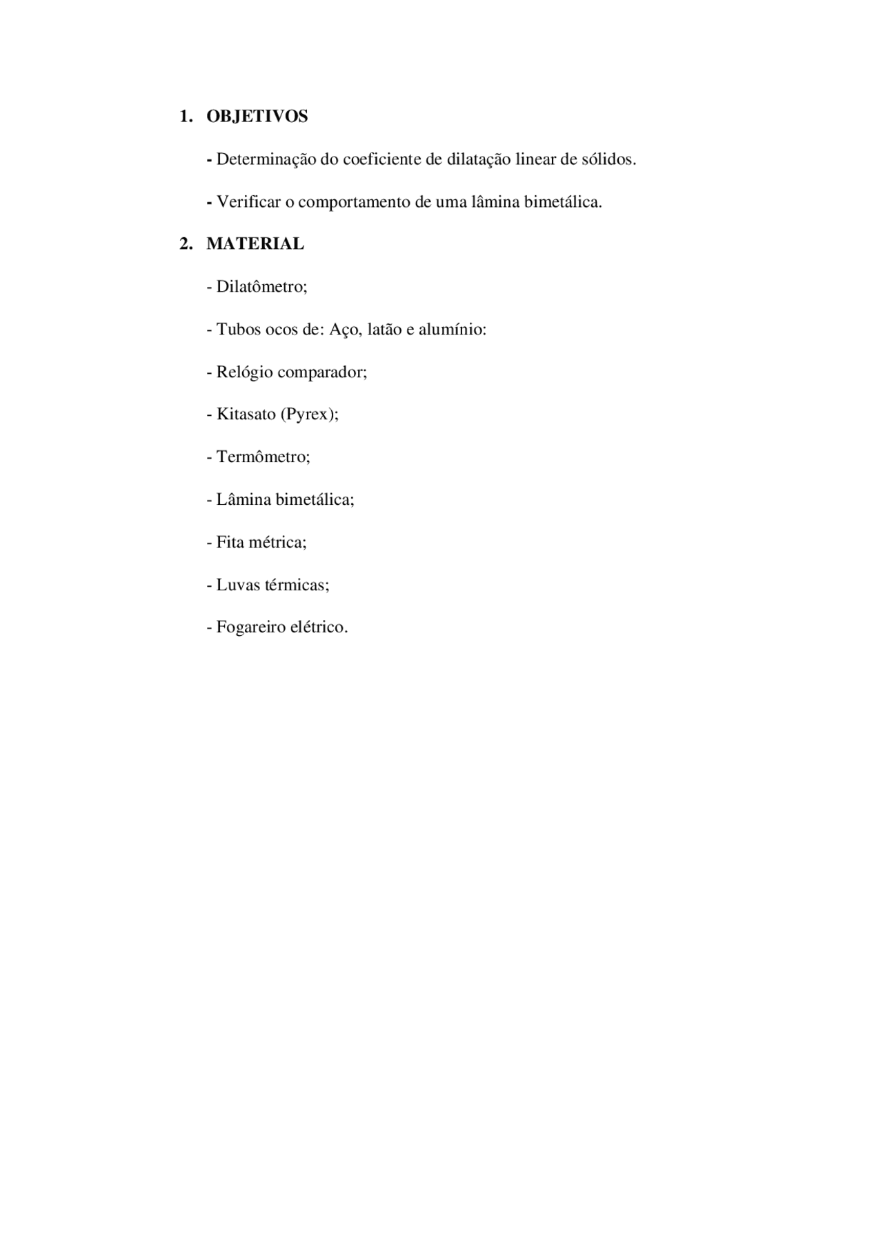 RelatÓrio DilataÇÃo TÉrmica 9 Trabalhos Física Docsity