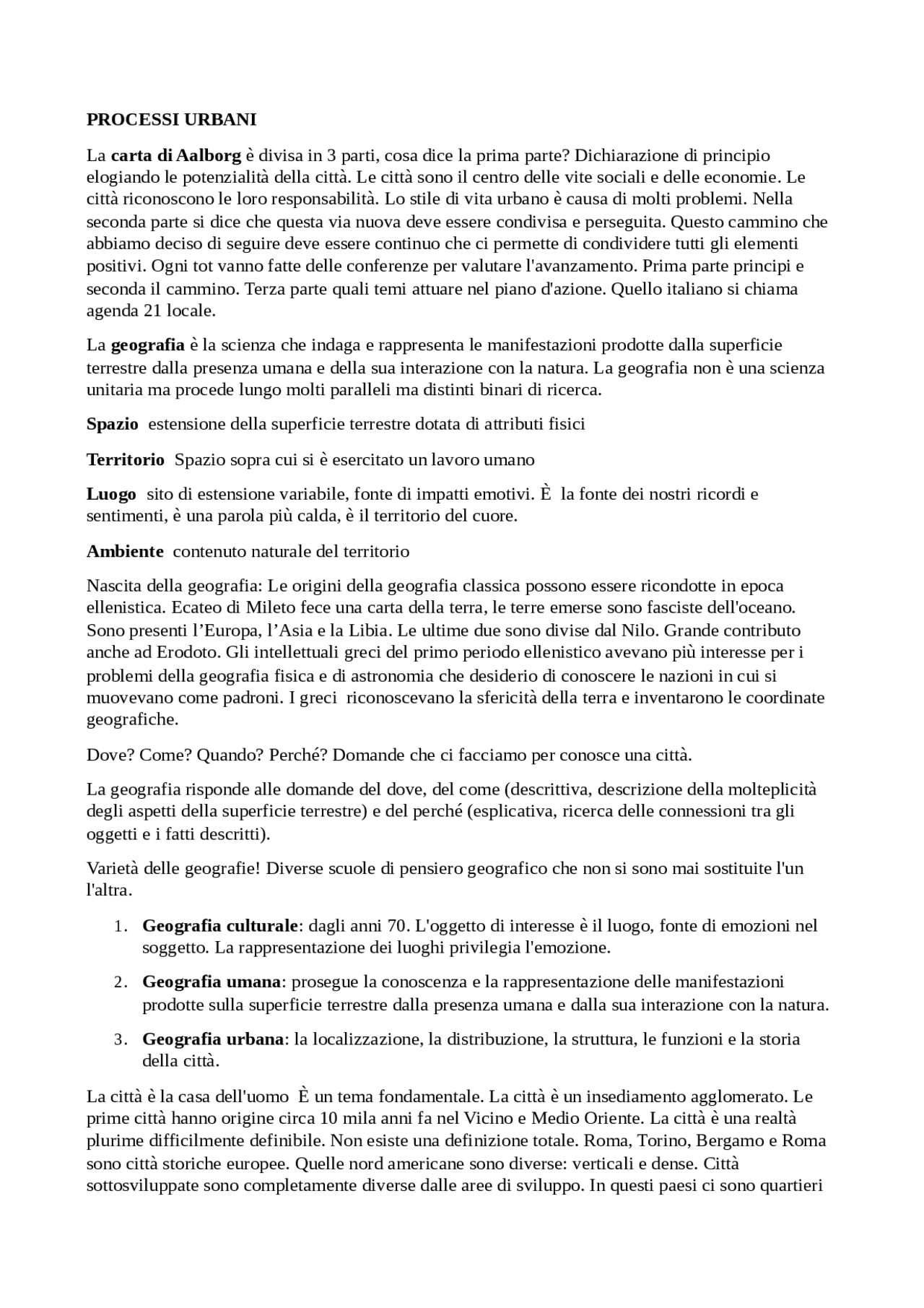 Appunti Di Processi Urbani Docsity
