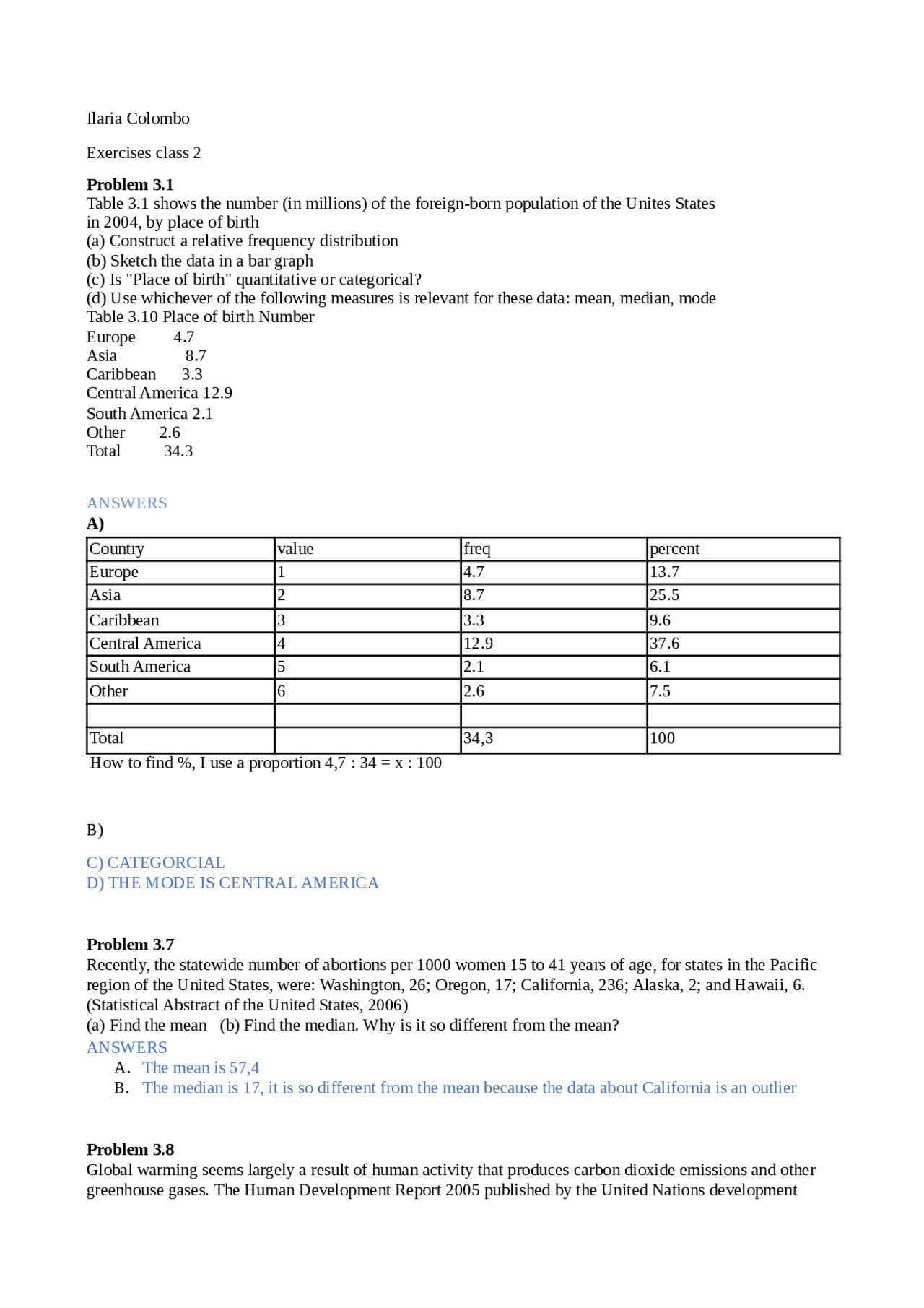 Data Analysis Esercizi Di Statistica Docsity