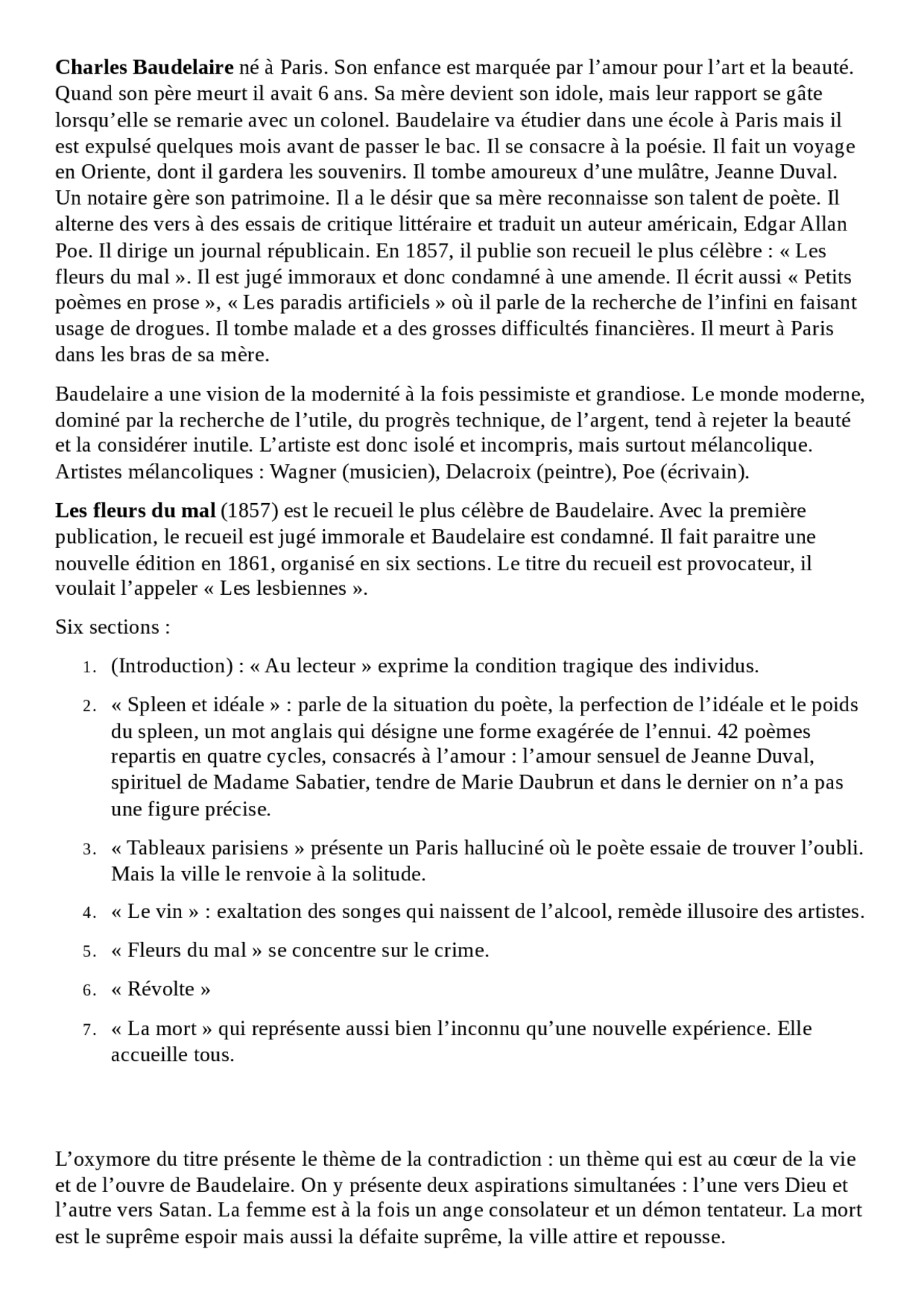 Baudelaire Rimbaud Verlaine Maupassant Docsity