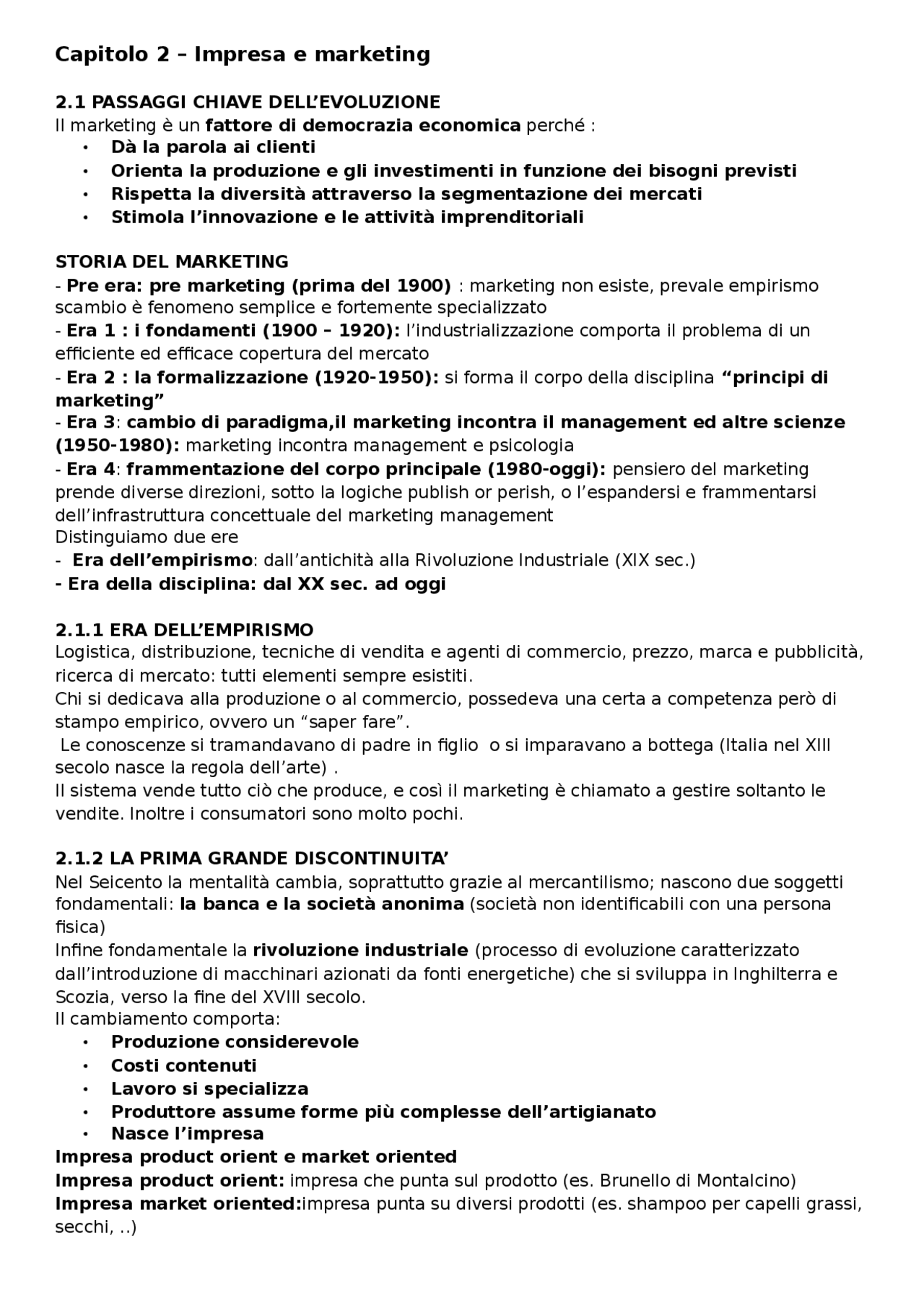 Marketing seconda parte - Docsity