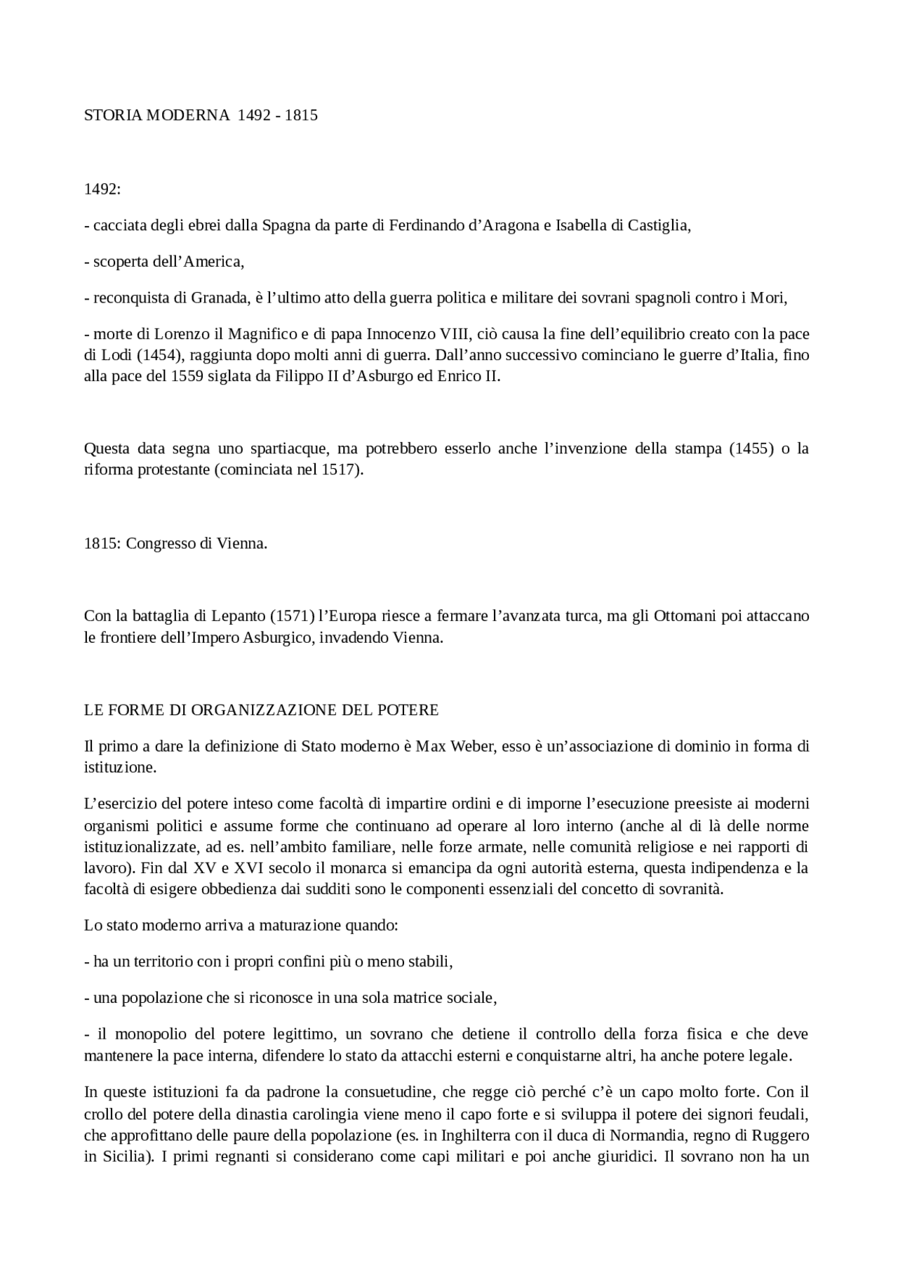 Storia Moderna 1492 - 1848 (Carlo Capra) riassunto | Sintesi del corso ...