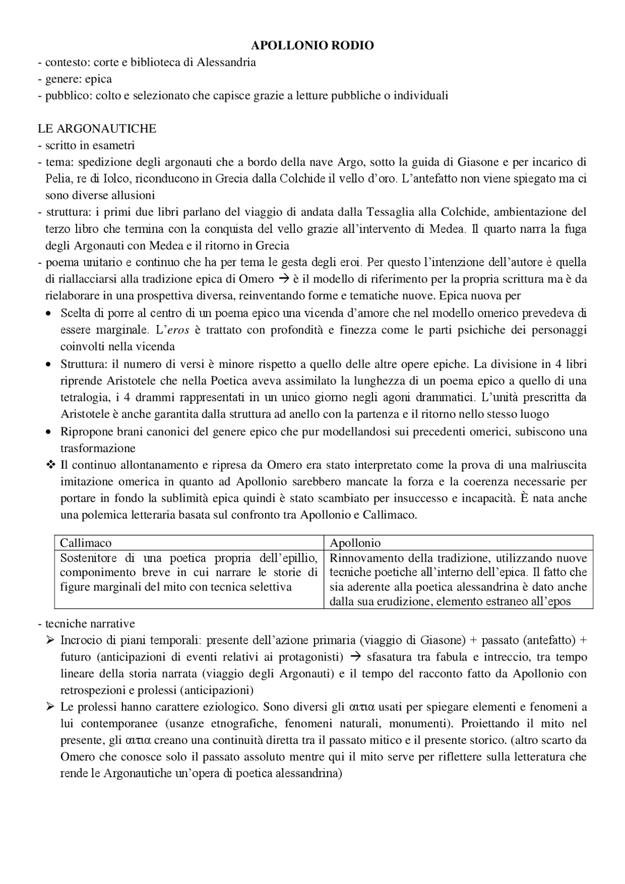 Apollonio rodio: le argonautiche - Docsity