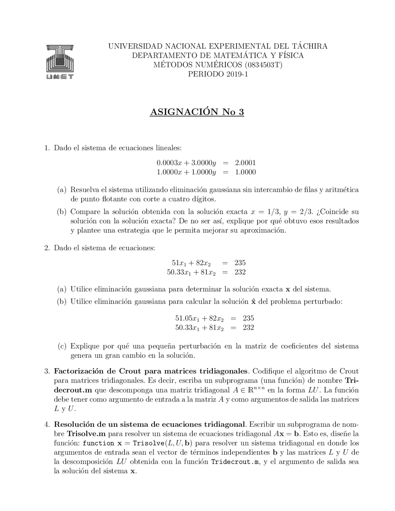Asignacion 3 Metodos Con Matlab Ejercicios De Métodos Matemáticos