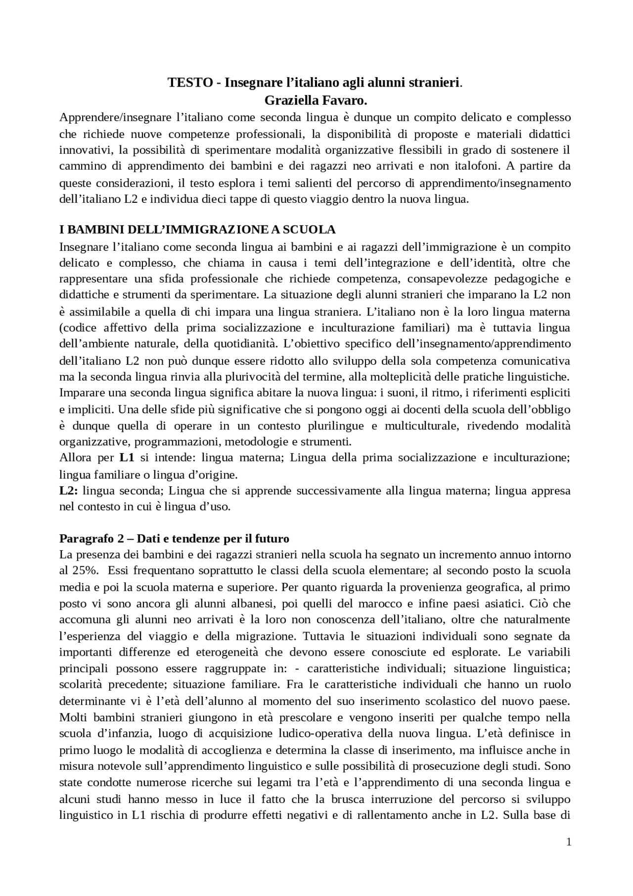 Insegnare Litaliano Agli Alunni Stranieri Docsity
