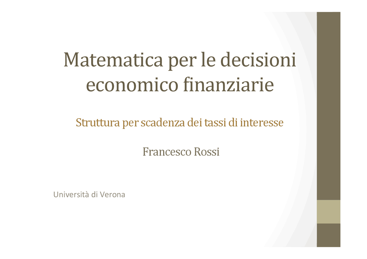 Duration Convexity - matematica finanziaria - Docsity