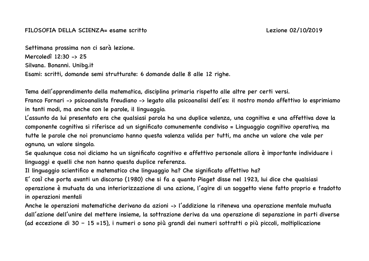 Appunti Filosofia Della Scienza Docsity