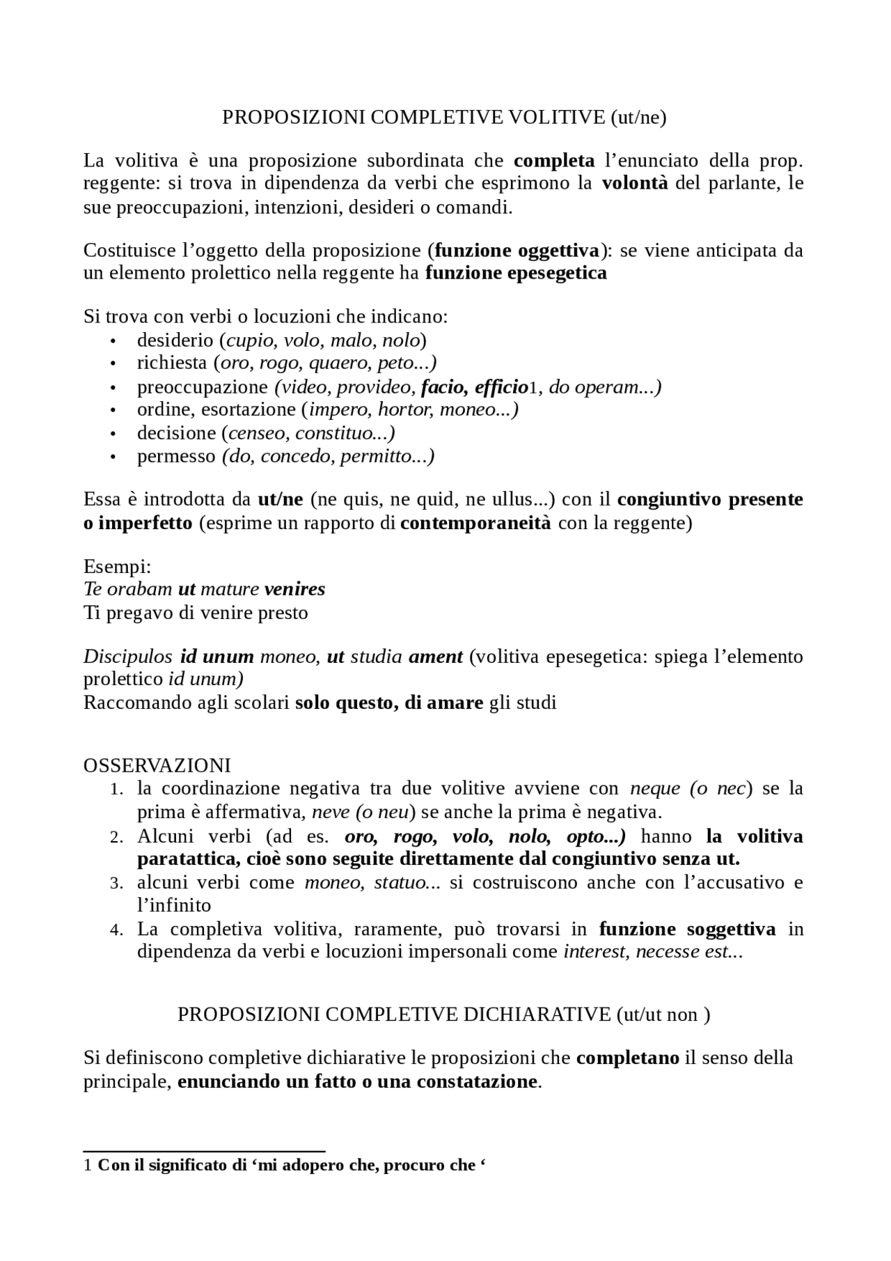 Completive Latino Spiegate In Breve Sintesi Del Corso Di Latino Docsity