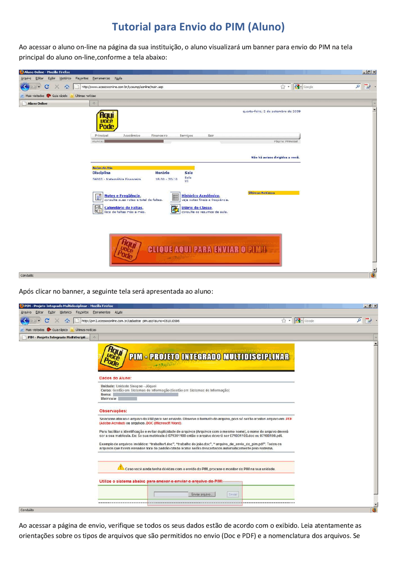 Tutorial Do Pim Da Unip Docsity