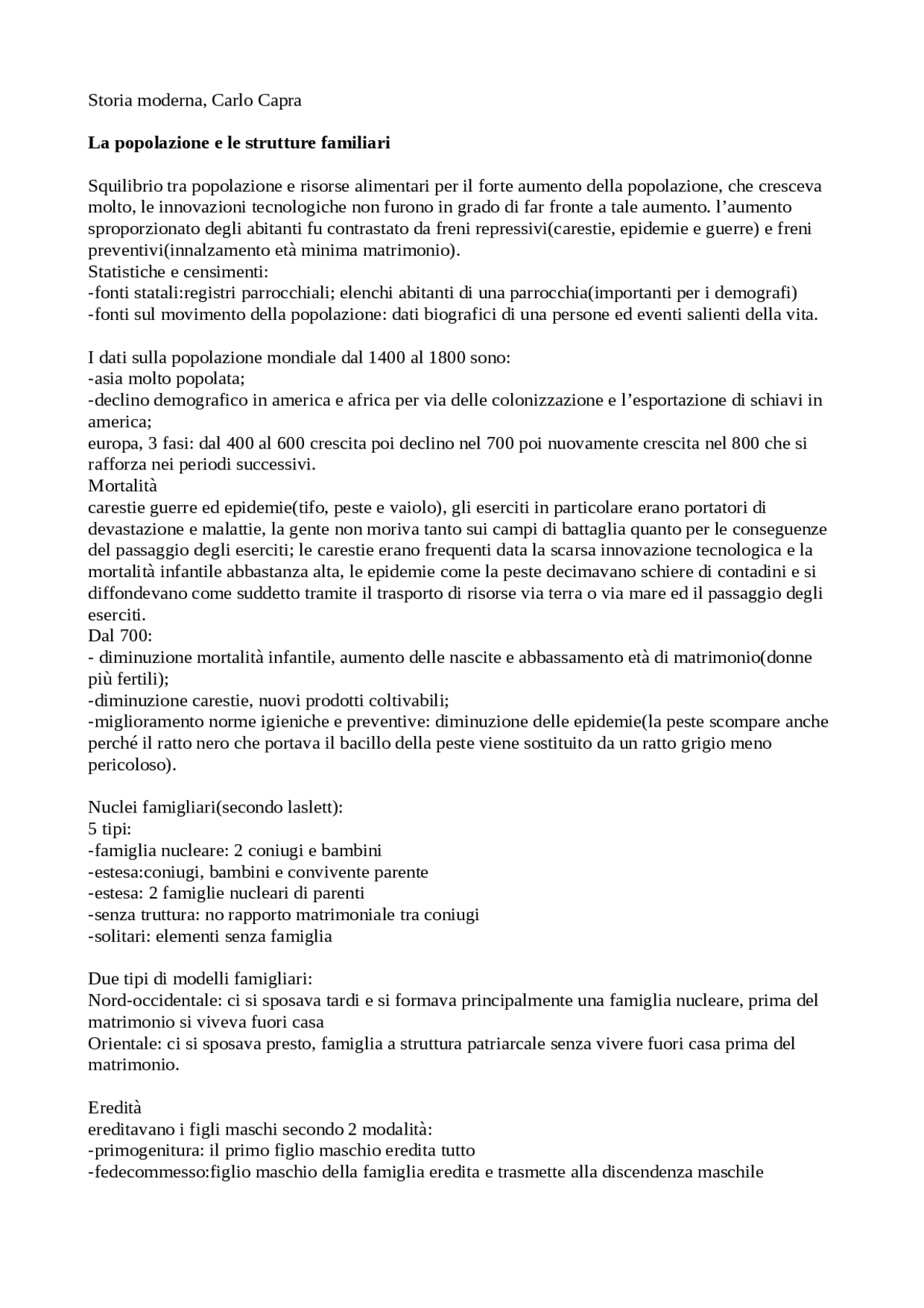 Capra Storia Moderna Docsity