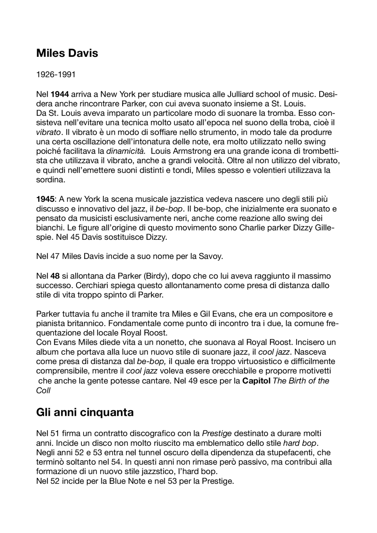 Riassunto del libro Miles Davis. Dal bebop all'hip-hop di Cerchiari ...