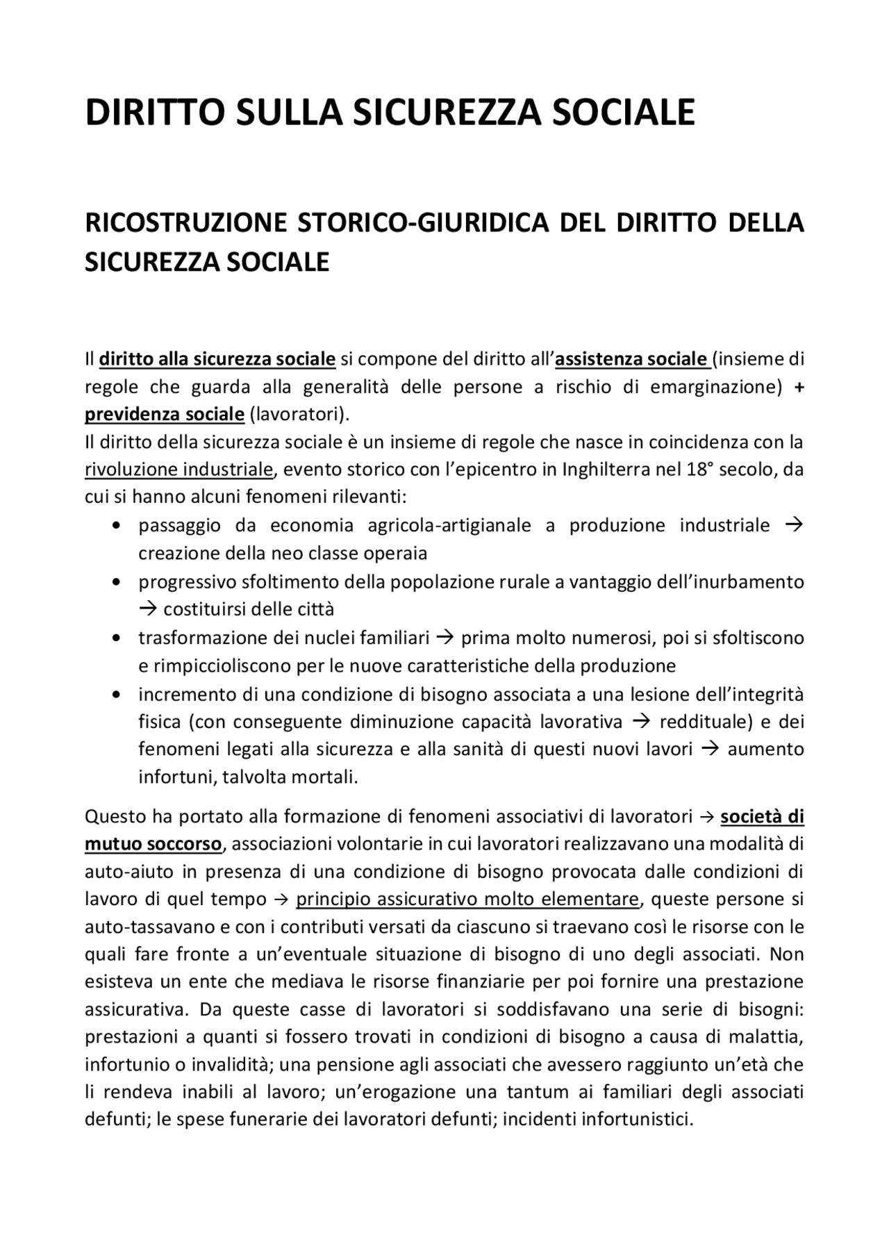 Rielaborazione Appunti Diritto Della Sicurezza Sociale Docsity