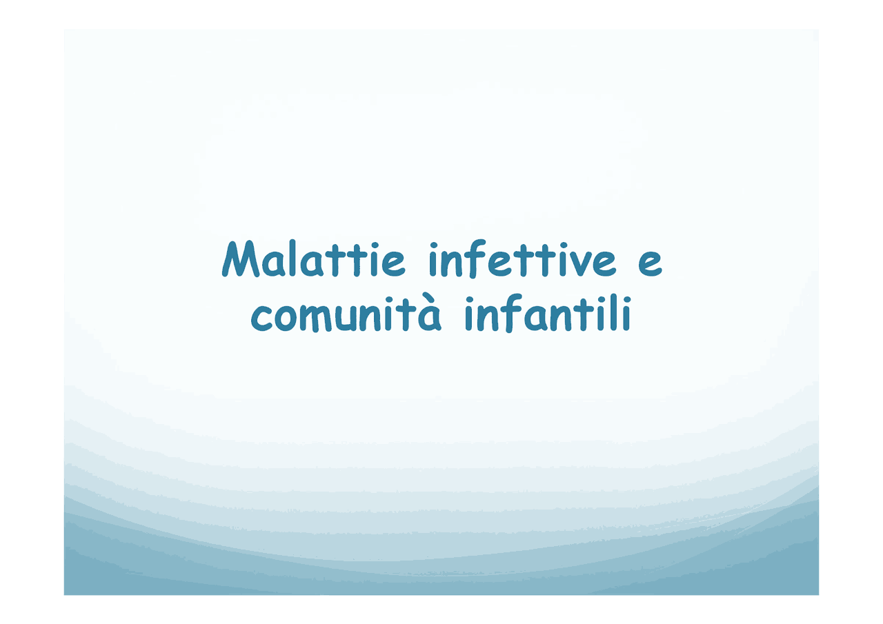 Malattie Infettive E Comunità Infantili Docsity