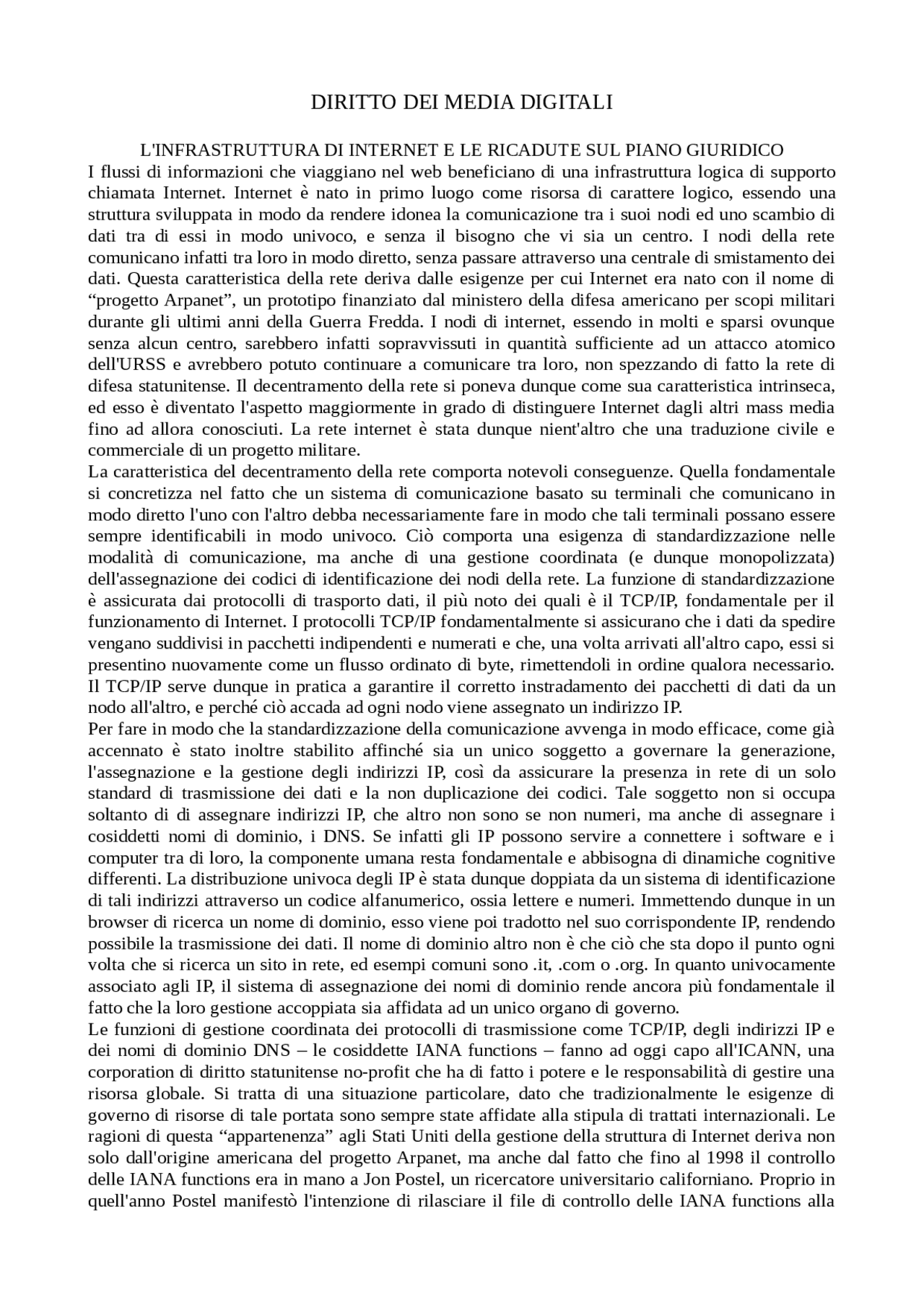 Riassunto Diritto Dei Media Digitali Docsity