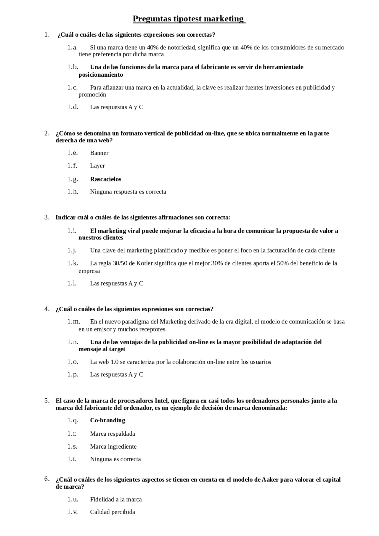 Examen Dir De Marketing Docsity
