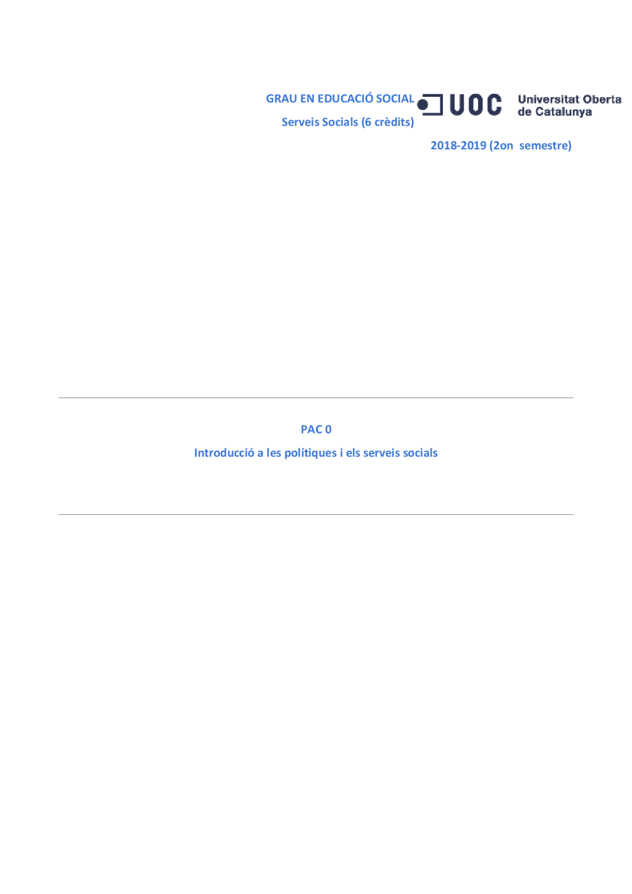 Serveis Socials Enunciat Docsity