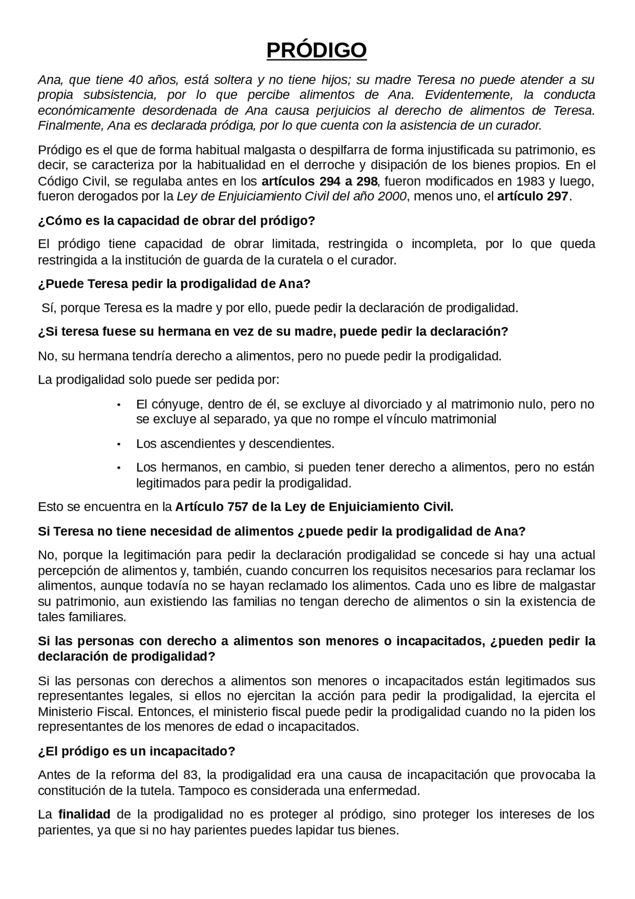 Tema de la prodigalidad - Docsity