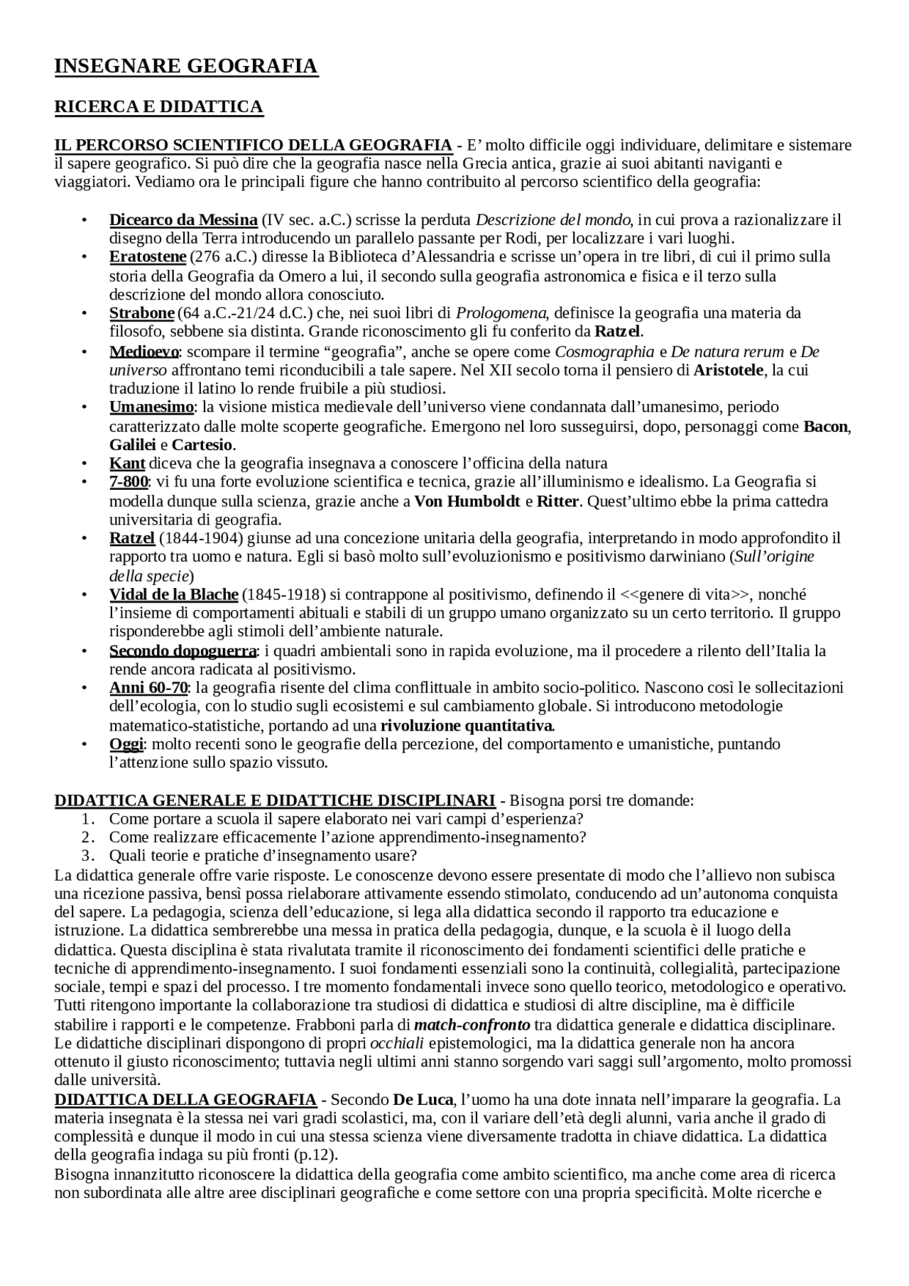 Insegnare Geografia De Vecchis Riassunto Docsity