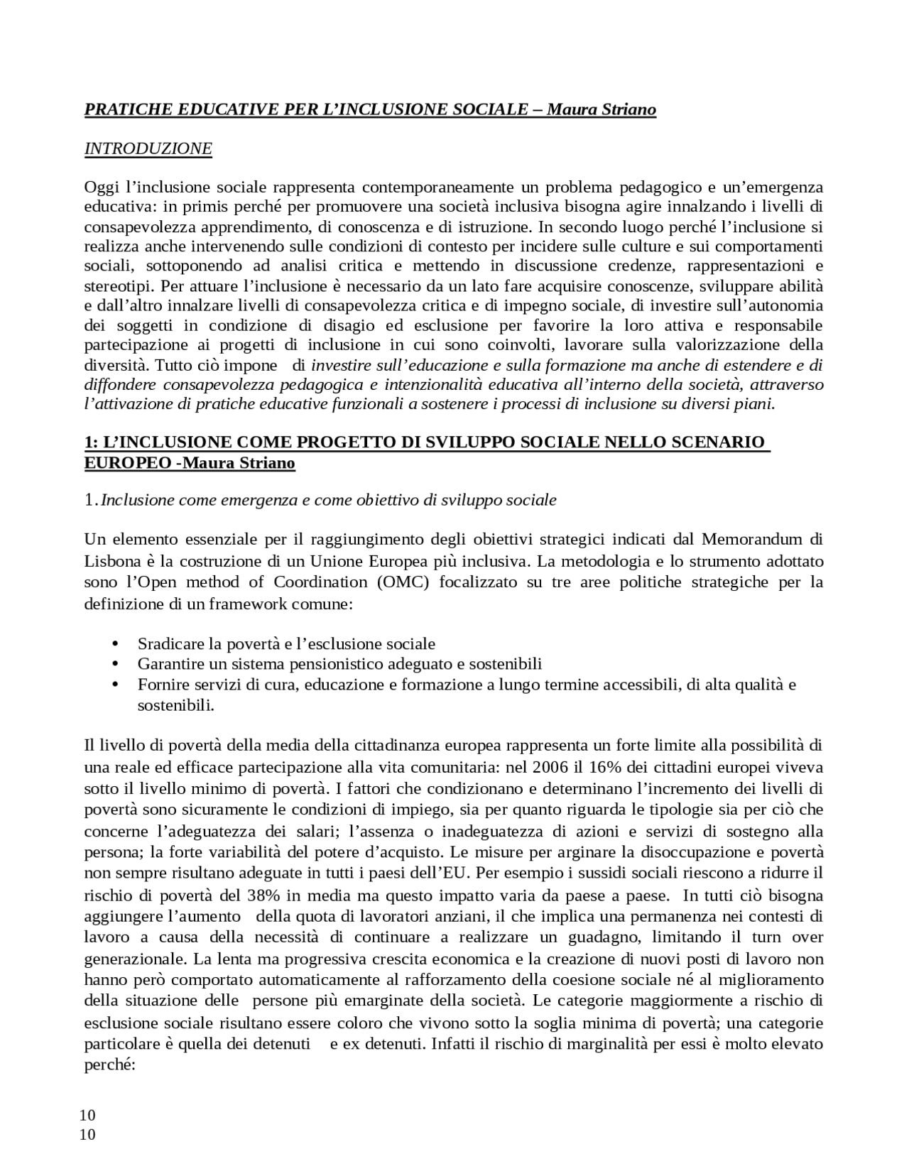 Pratiche Per Linclusione Sociale Docsity