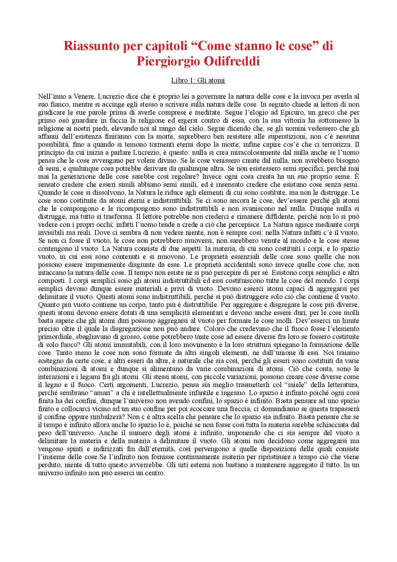 Riassunto per capitoli: Come stanno le cose di Piergiorgio Odifreddi ...