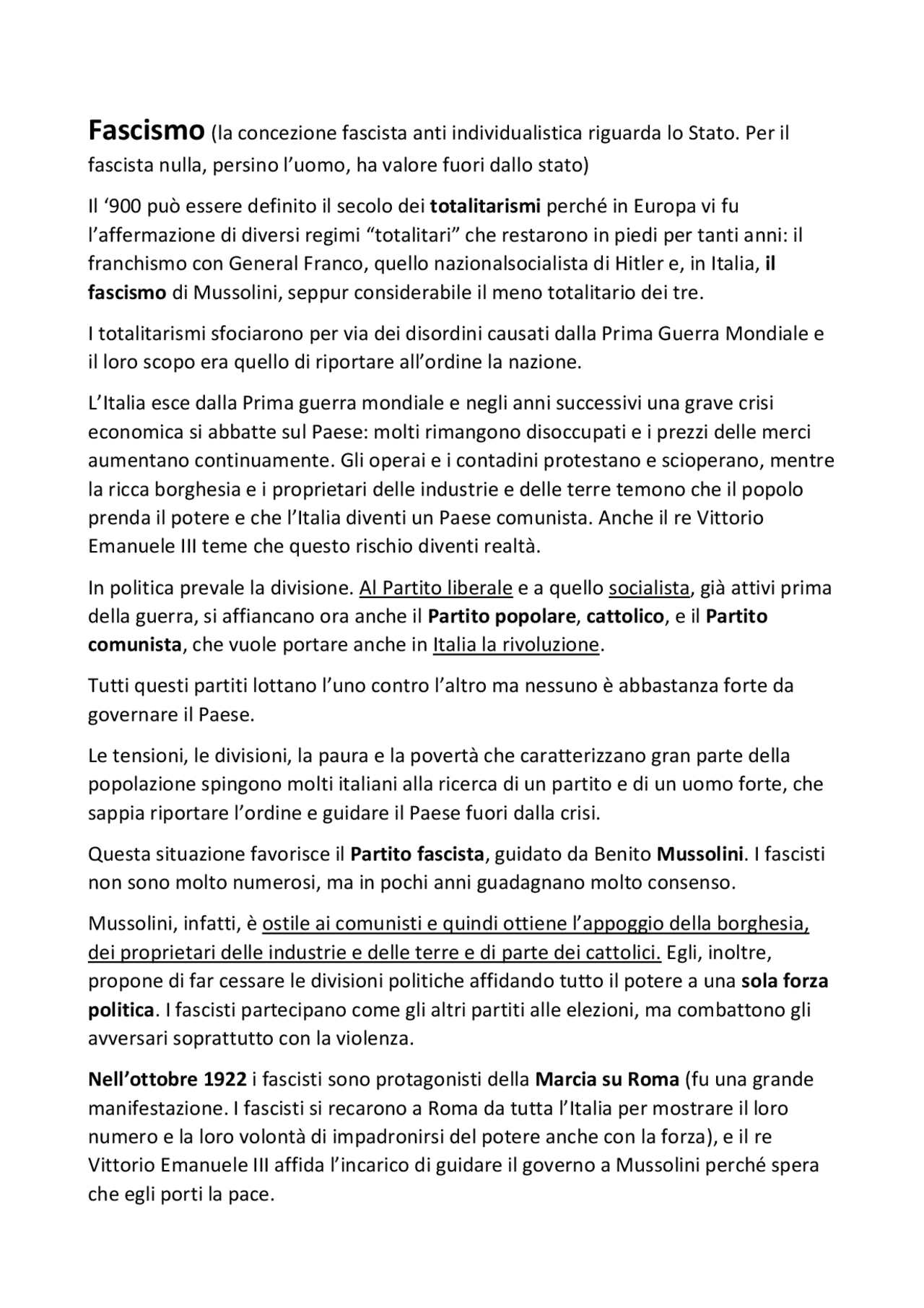 Fascismo Docsity