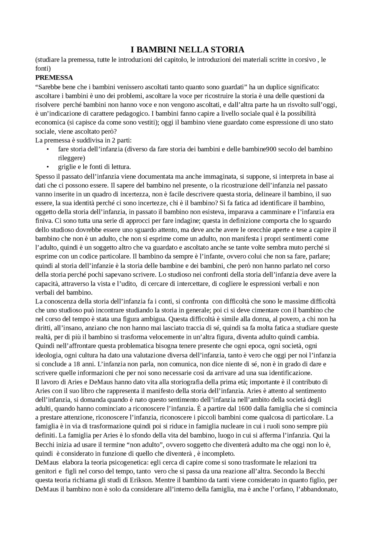 I Bambini Nella Storia Docsity