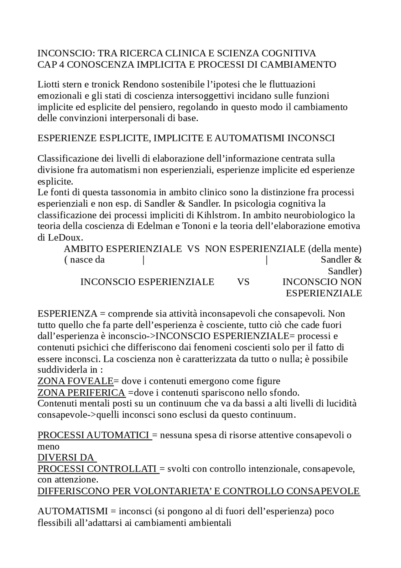 Riassunto Cap4 Inconscio Docsity