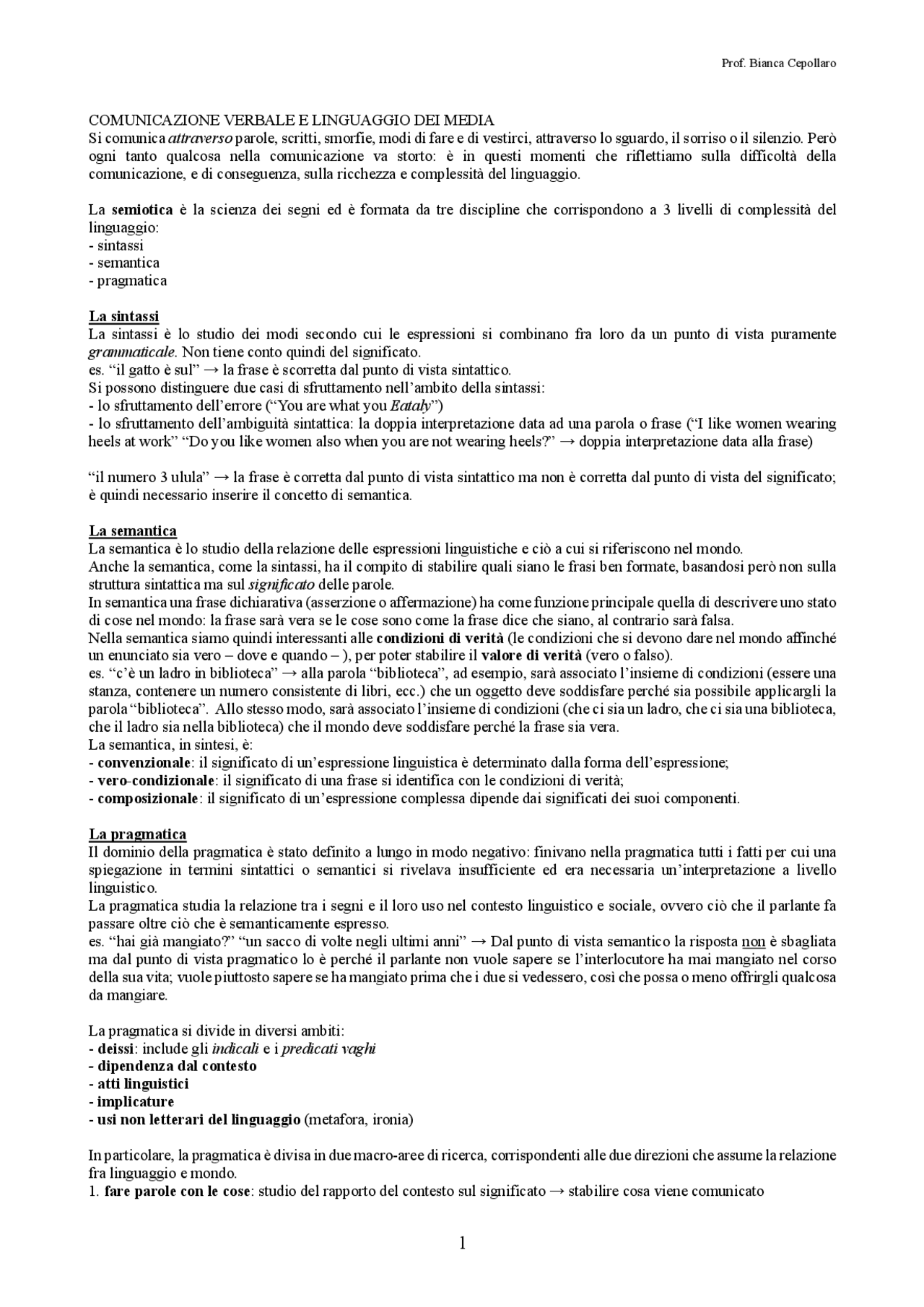 Comunicazione Verbale Docsity