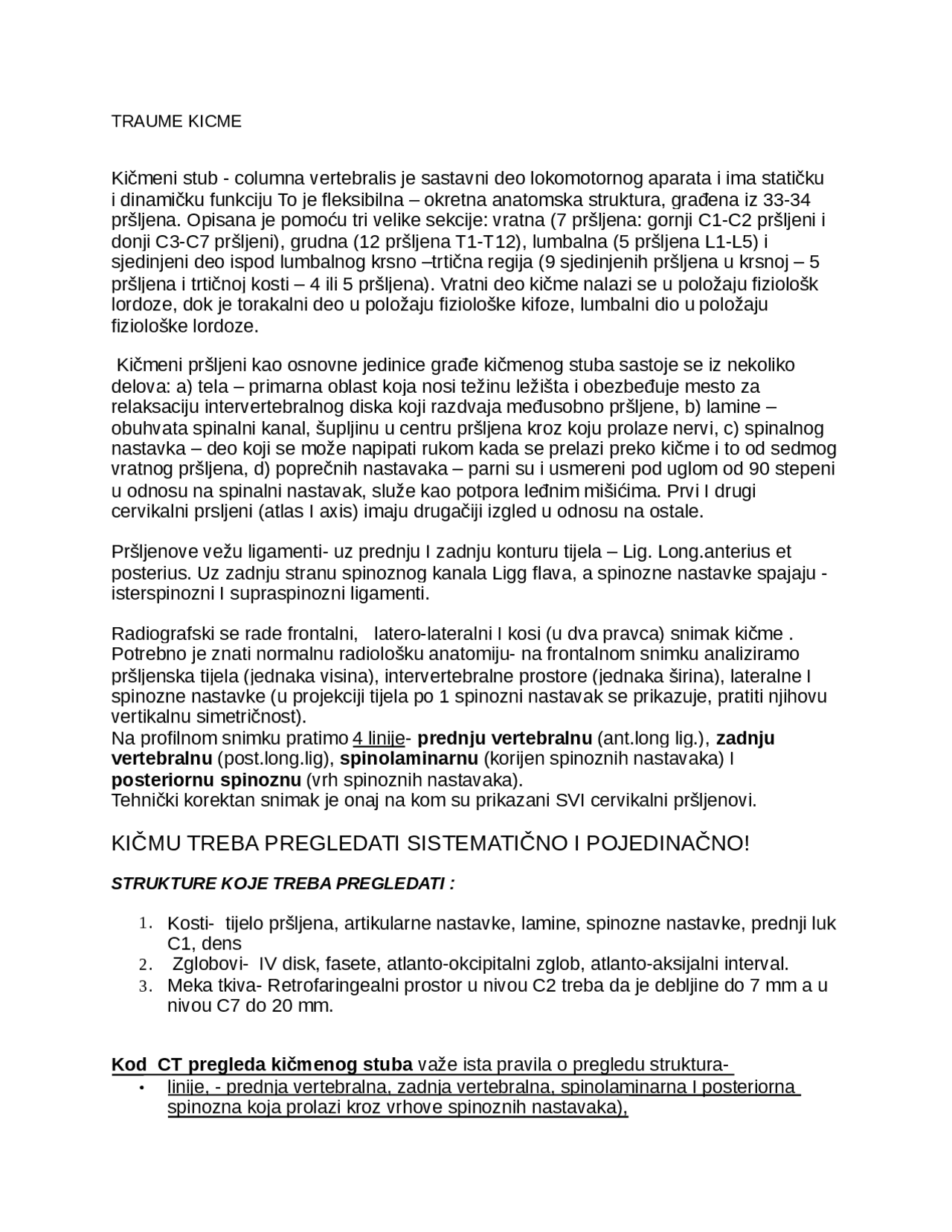 Imidzing Dijagnostika Najčešćih Povreda Kičmenog Stuba Skripte