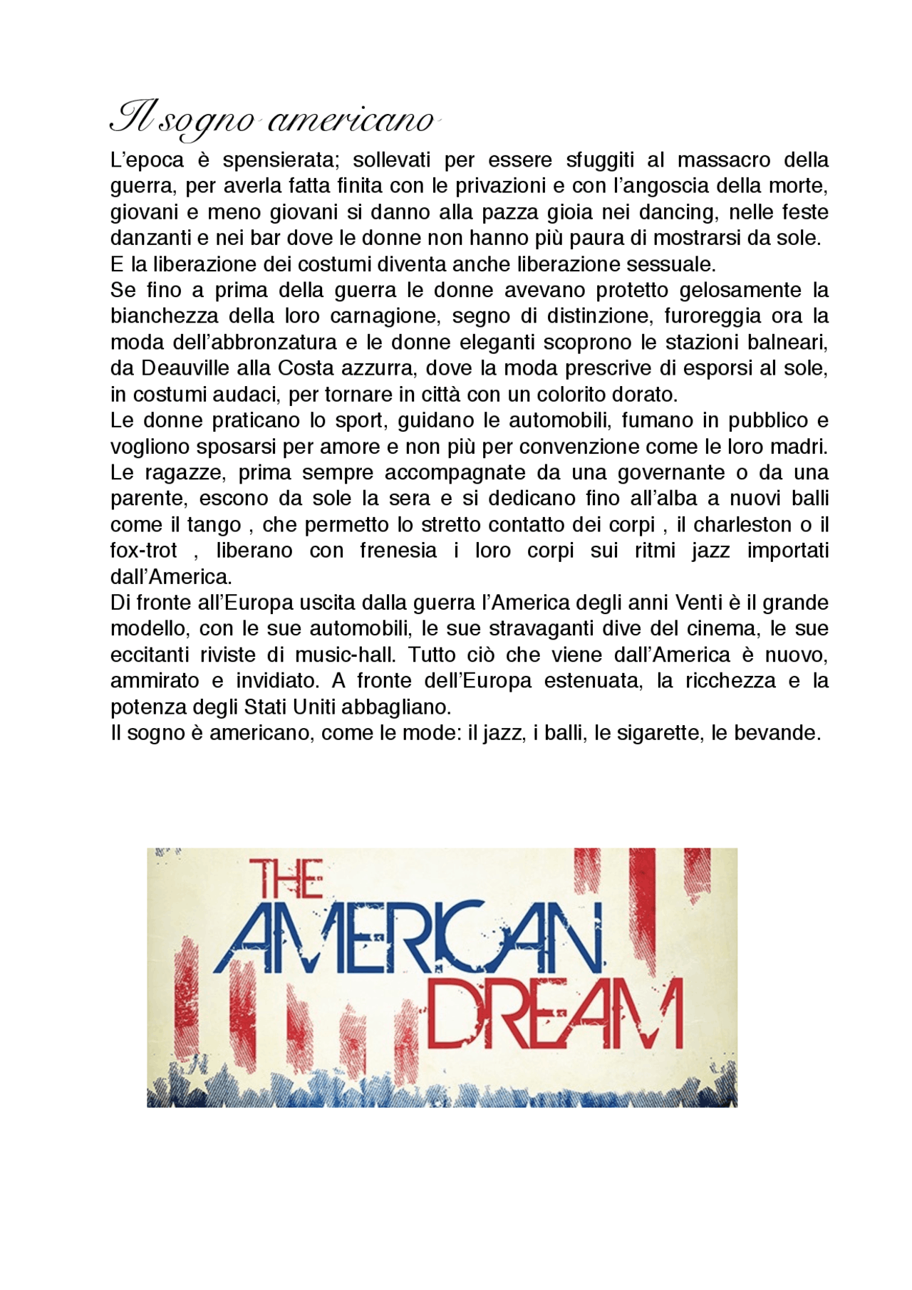 The Great Gatsby Ed Il Sogno Americano Appunti Di Inglese Docsity
