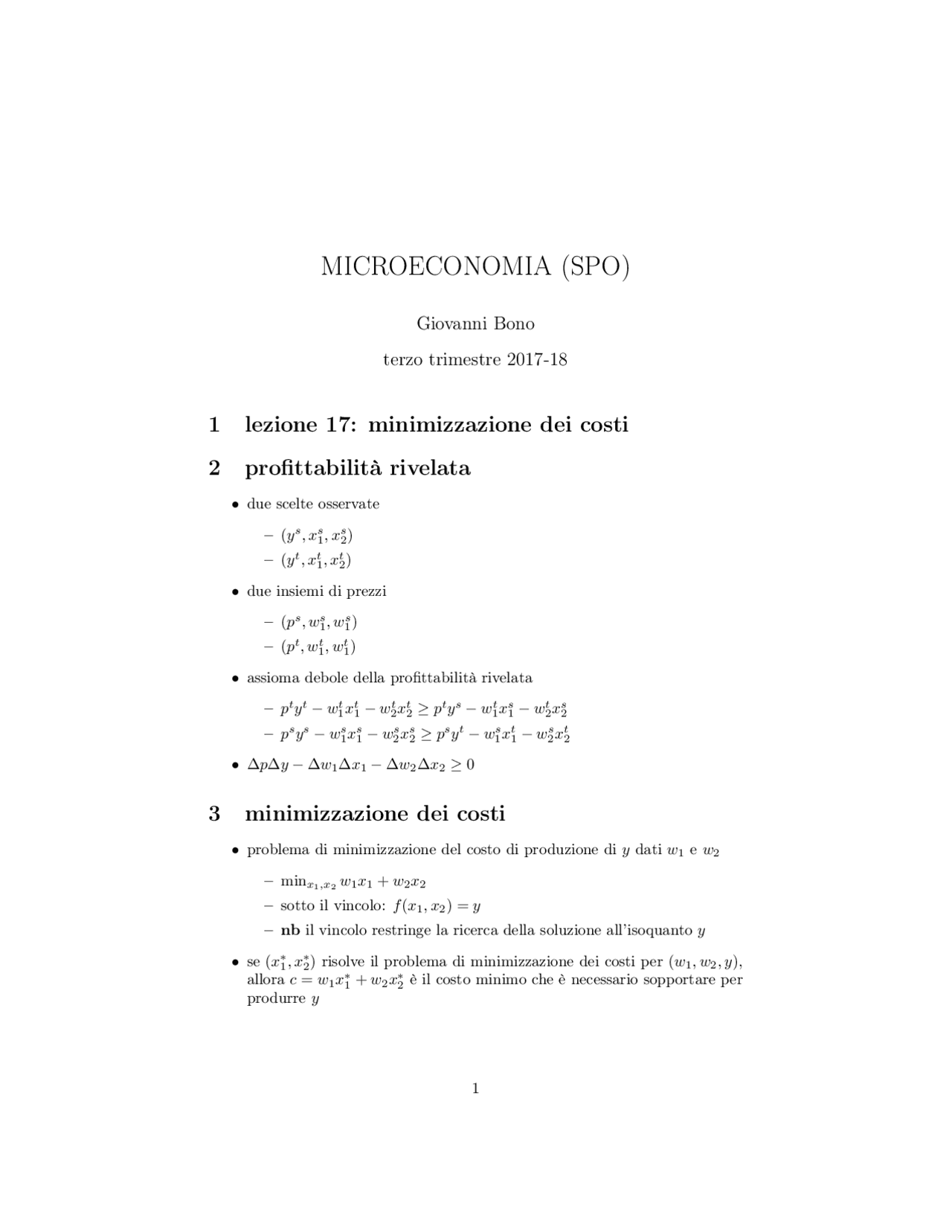 Riassunto Microeconomia Spo Unimi Docsity
