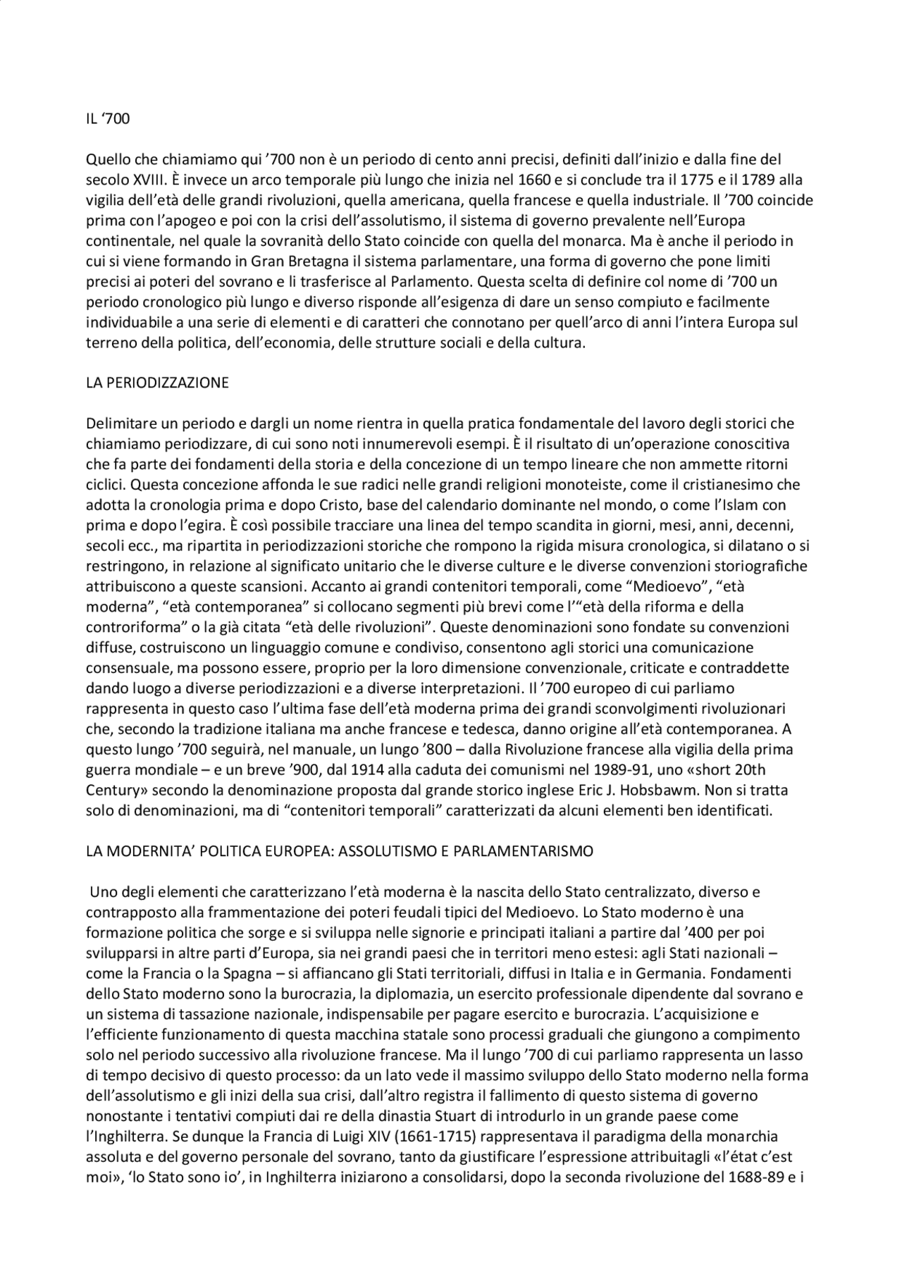 LA GEOGRAFIA POLITICA DELL’EUROPA NEL ‘700 - Docsity