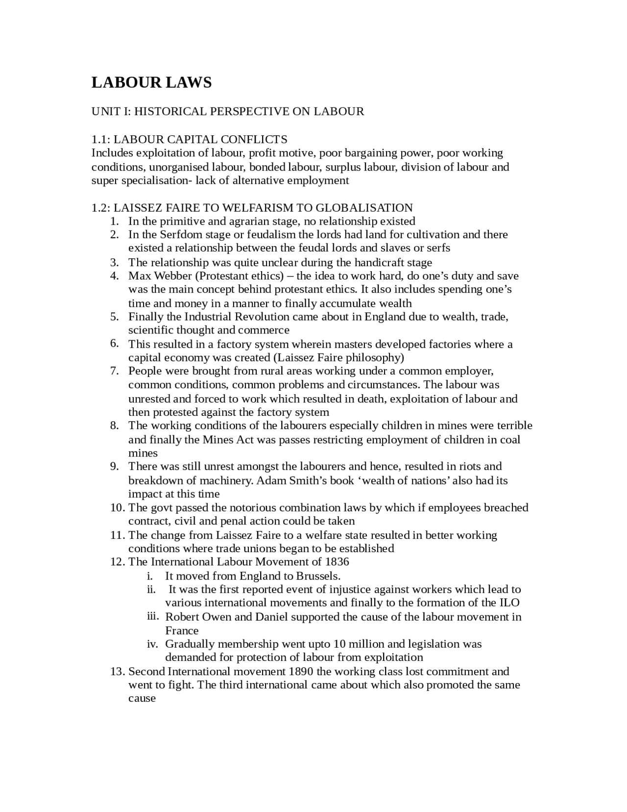 Labour Law - Study Notes - Docsity