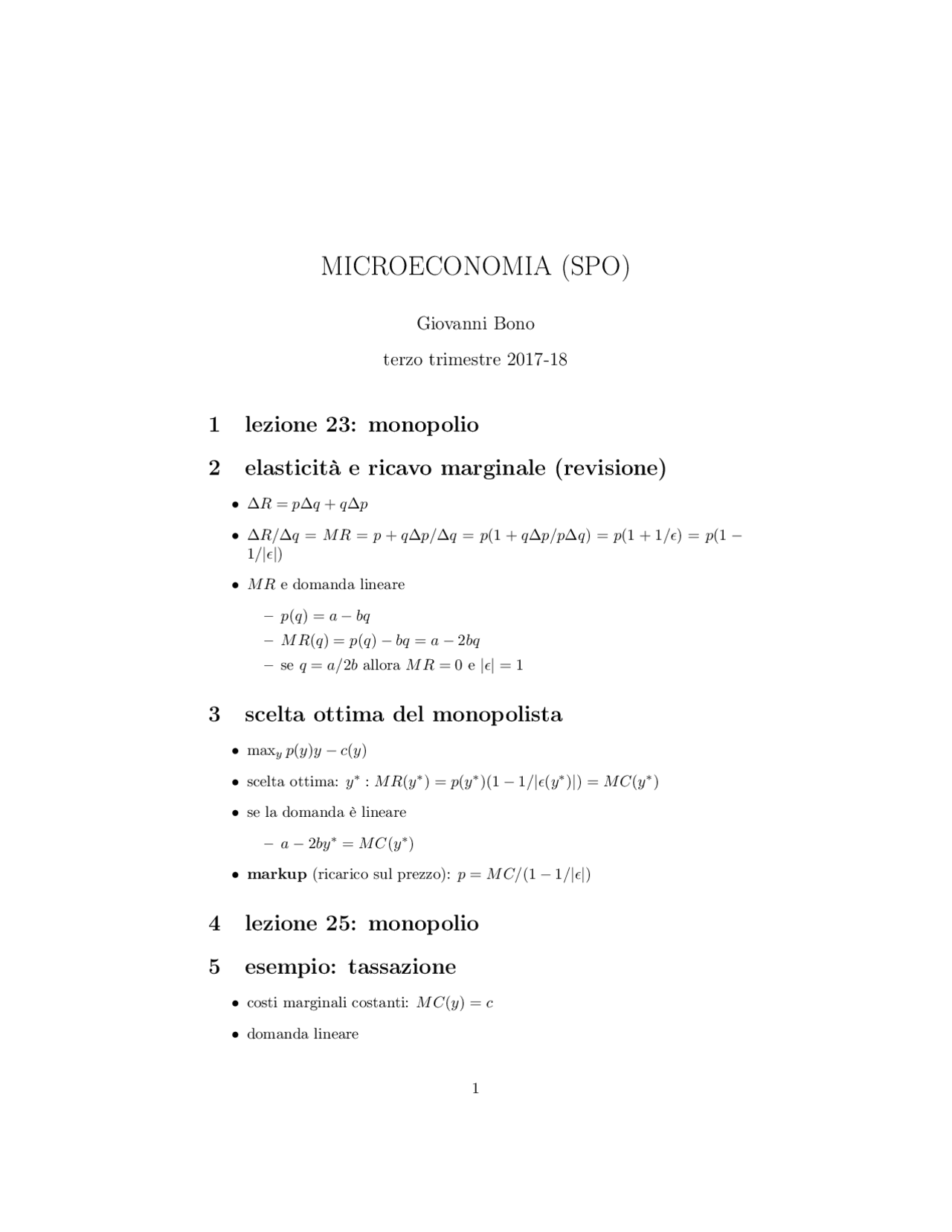 Riassunto Microeconomia Spo Unimi Docsity