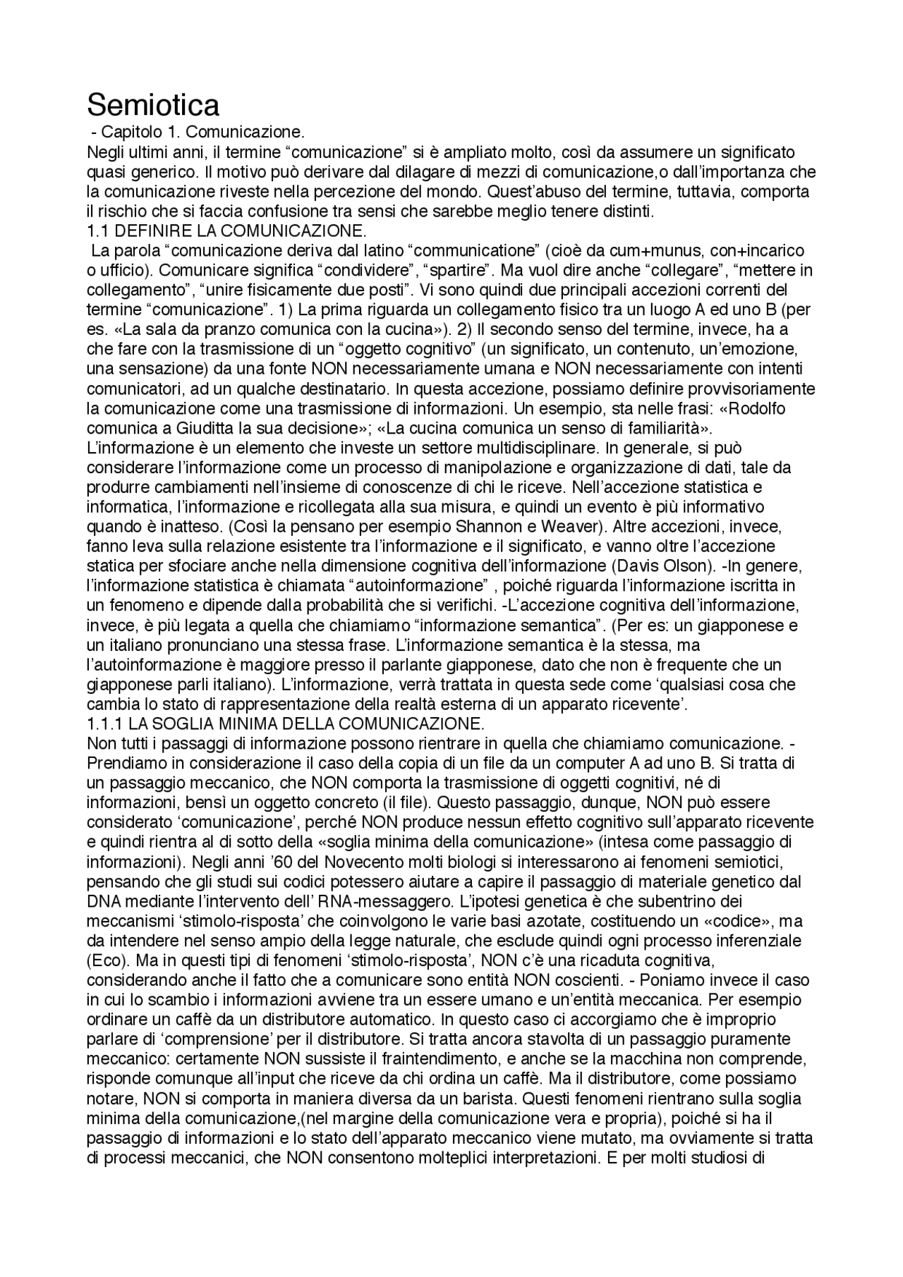 Riassunto Del Manuale Di Semiotica Docsity