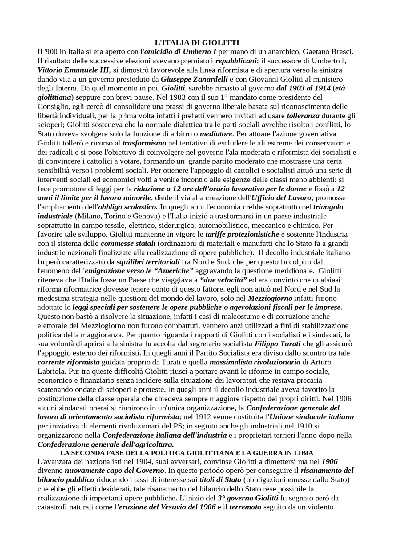 Riassunti Storia 5° Anno Docsity
