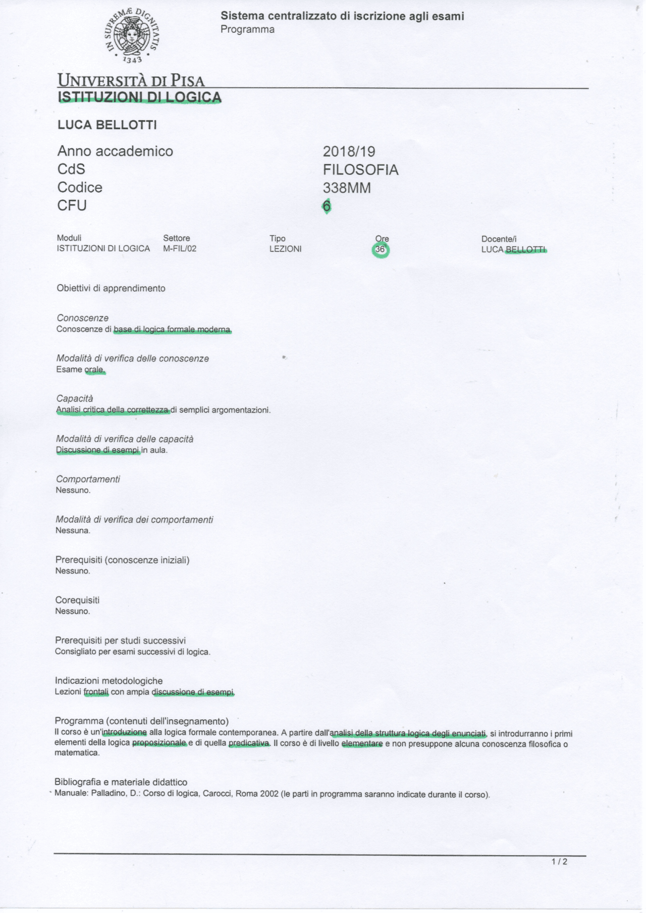 Schemi Istitituzioni Di Logica Prof Bellotti Aa 201819 Docsity