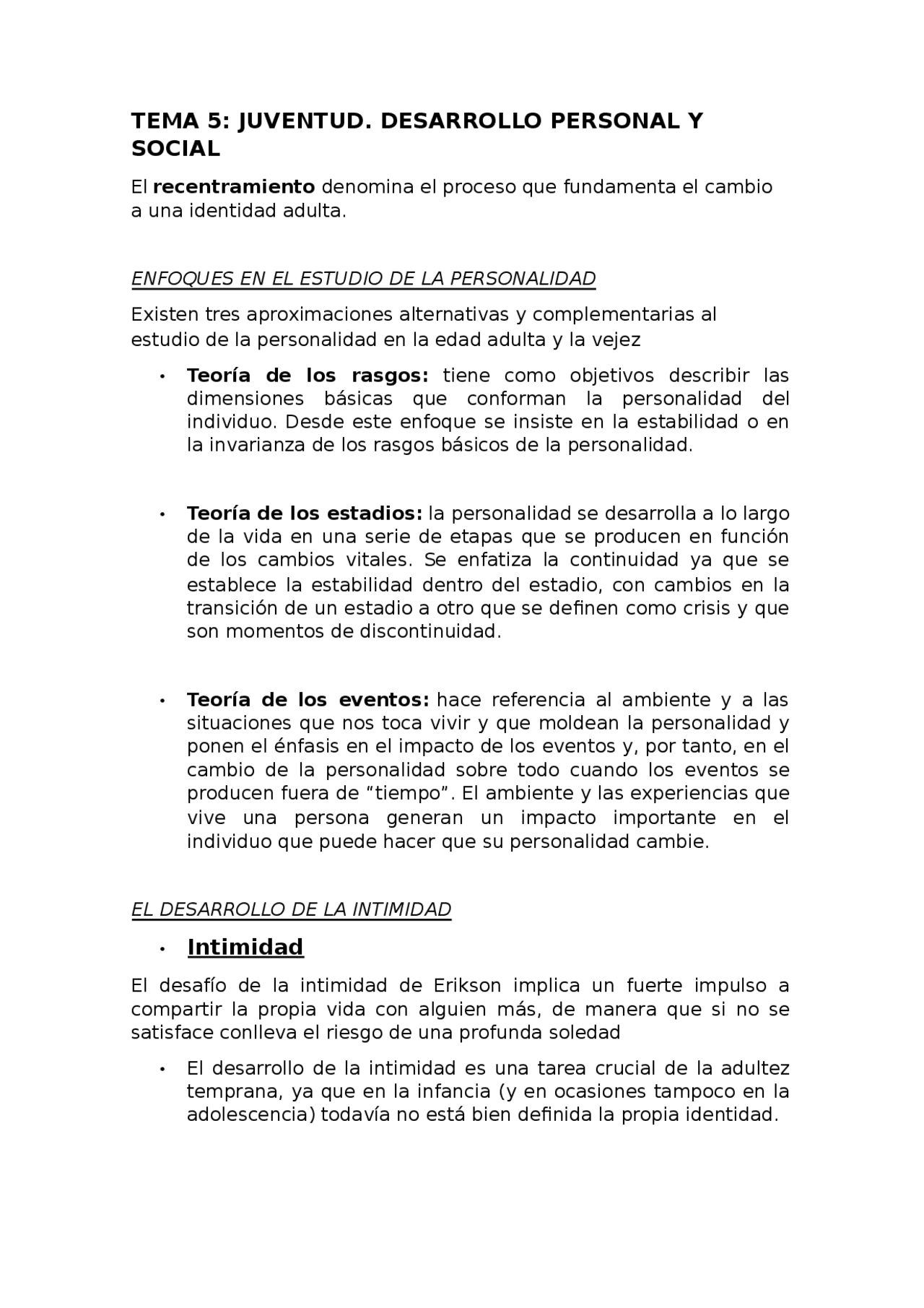 Tema 5 Desarrollo Personal Y Social Docsity