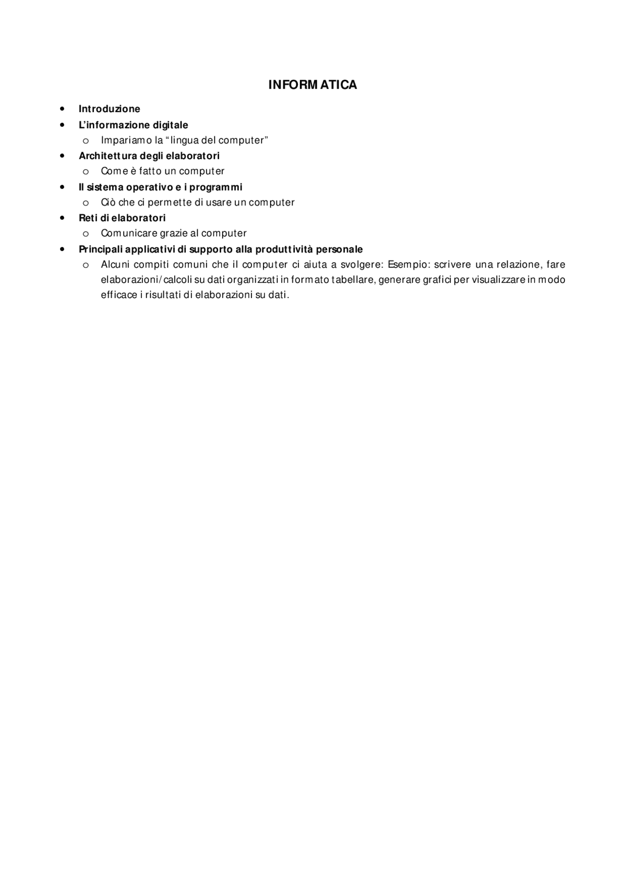 Riassunto Dettagliato Di Informatica Docsity