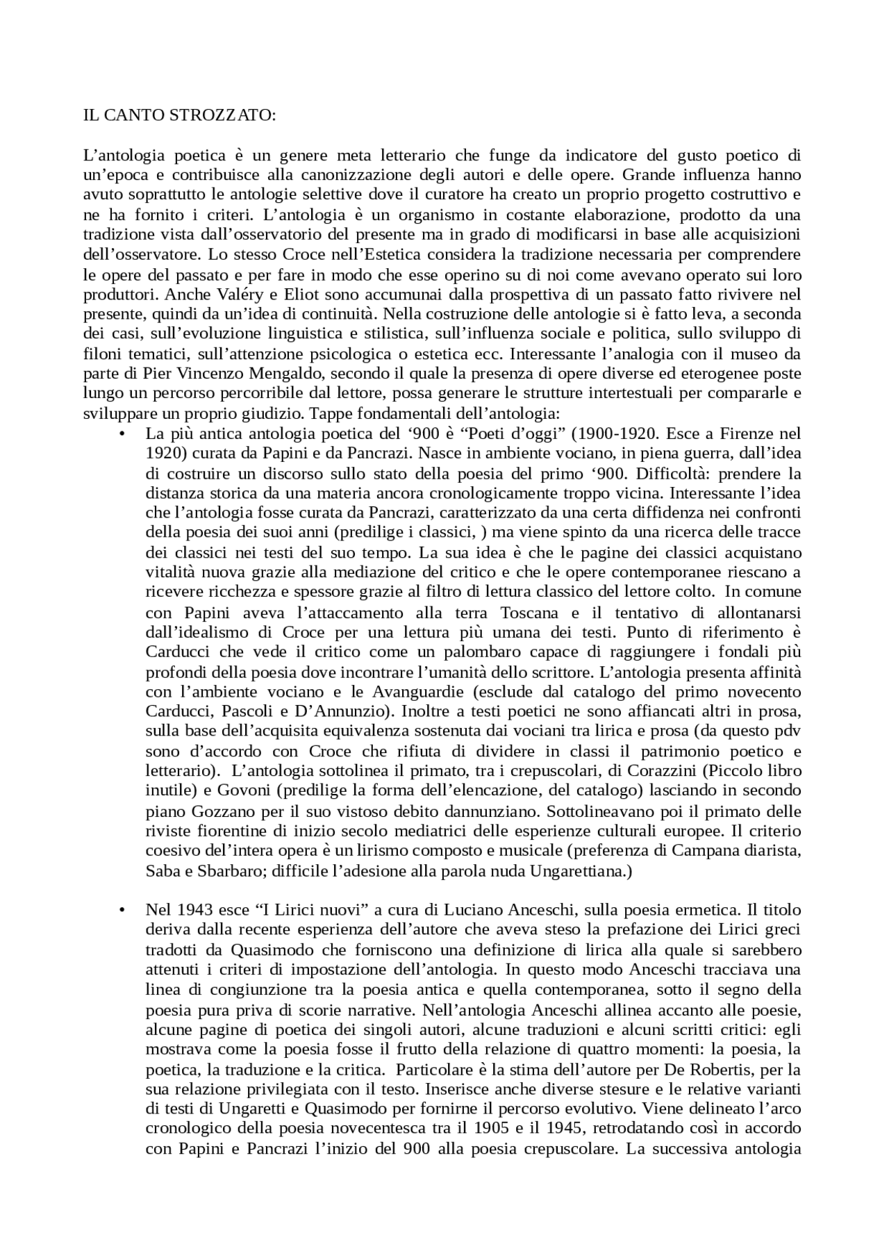 Il Canto Strozzato Di G Langella Docsity