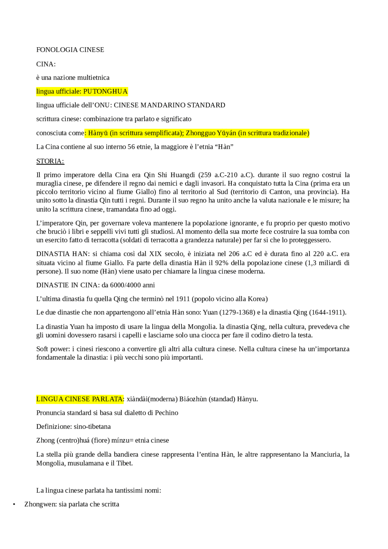 Fonetica E Fonologia Cinese 1 Docsity