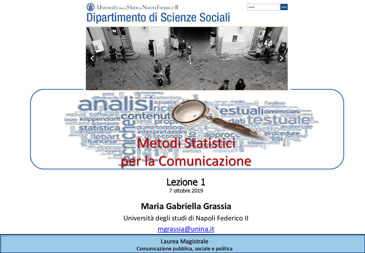 Lezione 1 Metodi Statistici Docsity