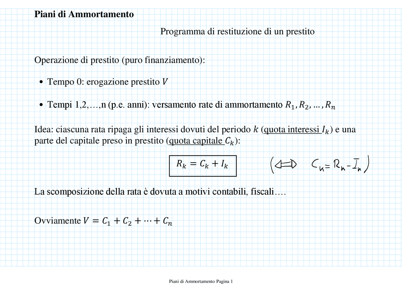 Matematica Finanziaria Docsity