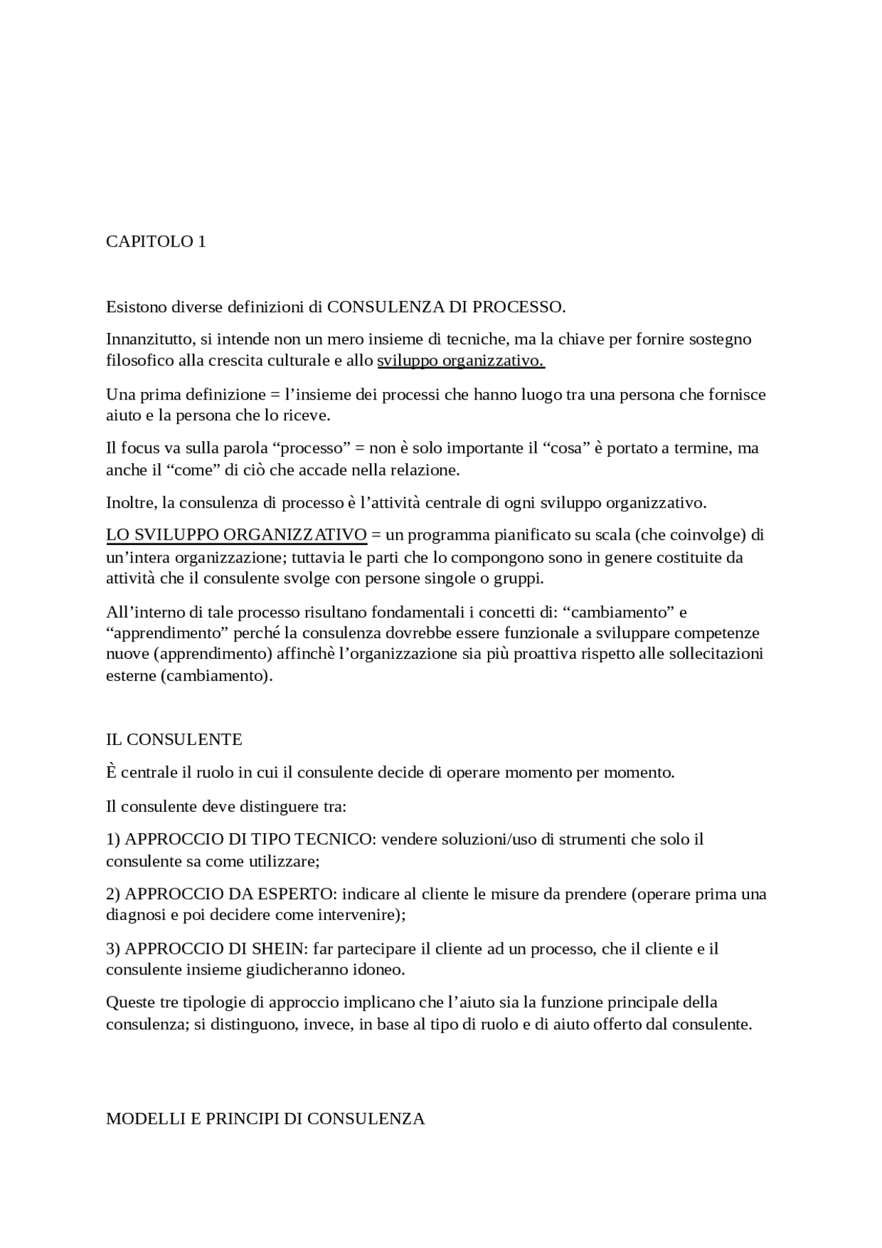 Riassunto La Consulenza Di Processo Schein E H 2001 Sintesi