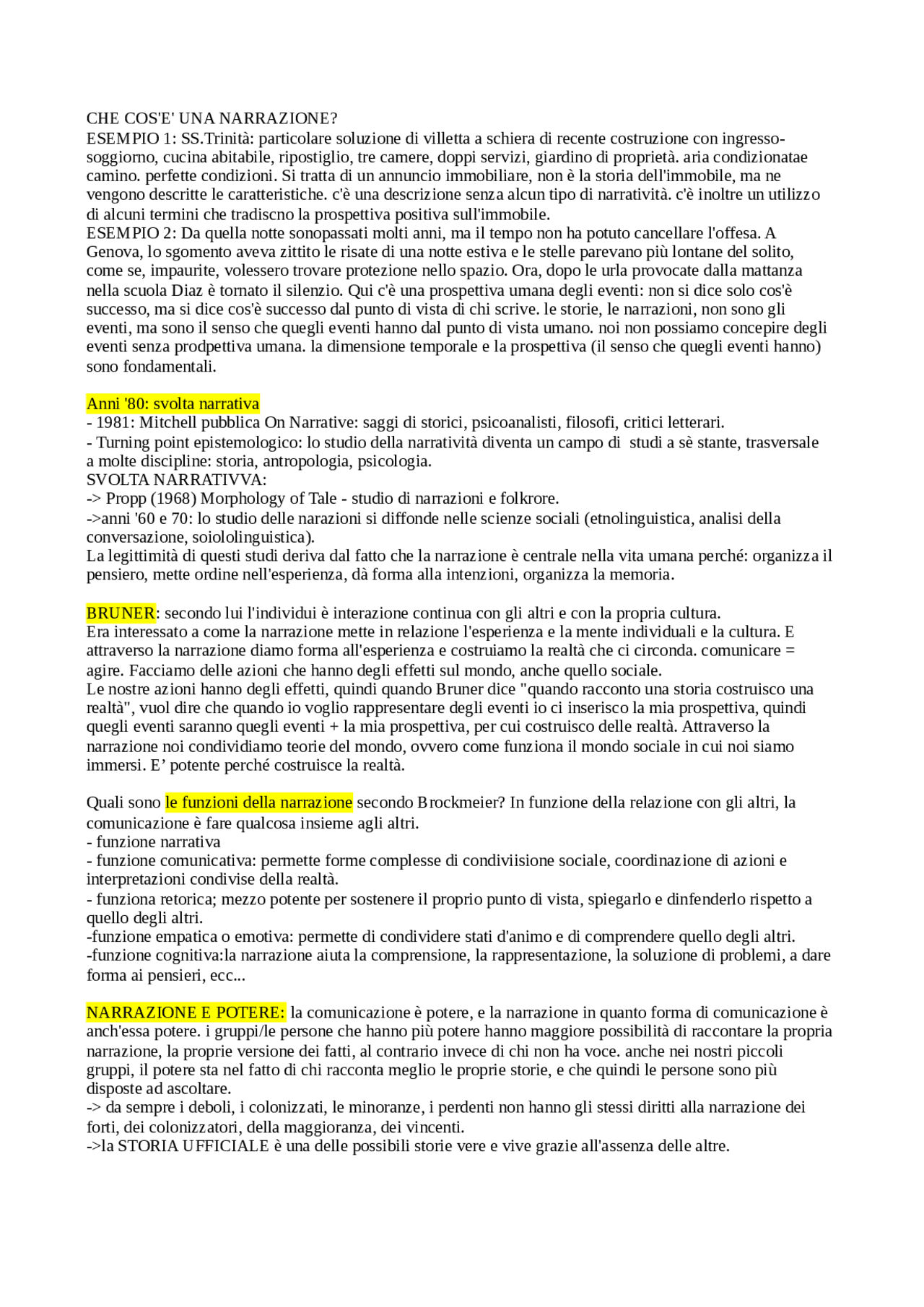Psicologia Della Narrazione Docsity