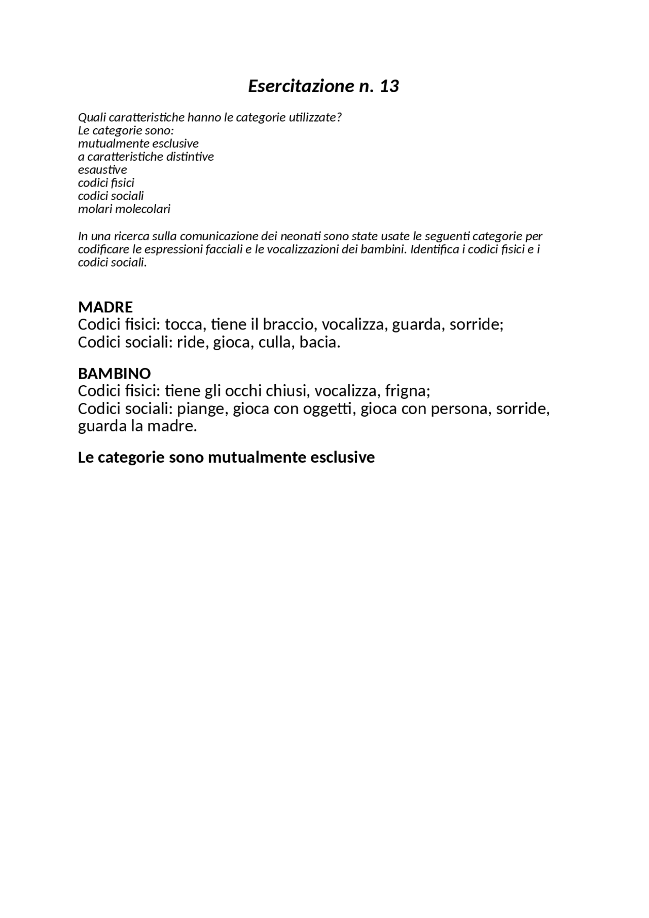 Esercitazione Modelli E Tecniche Per Osservazione Del Comportamento
