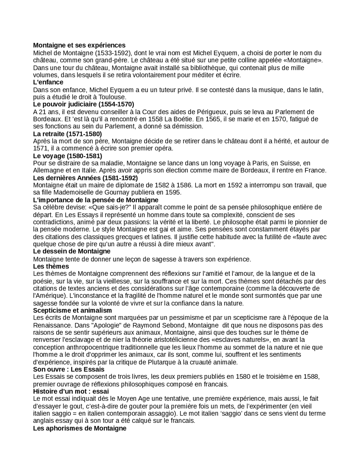Riassunto Letteratura Francese Montaigne Docsity
