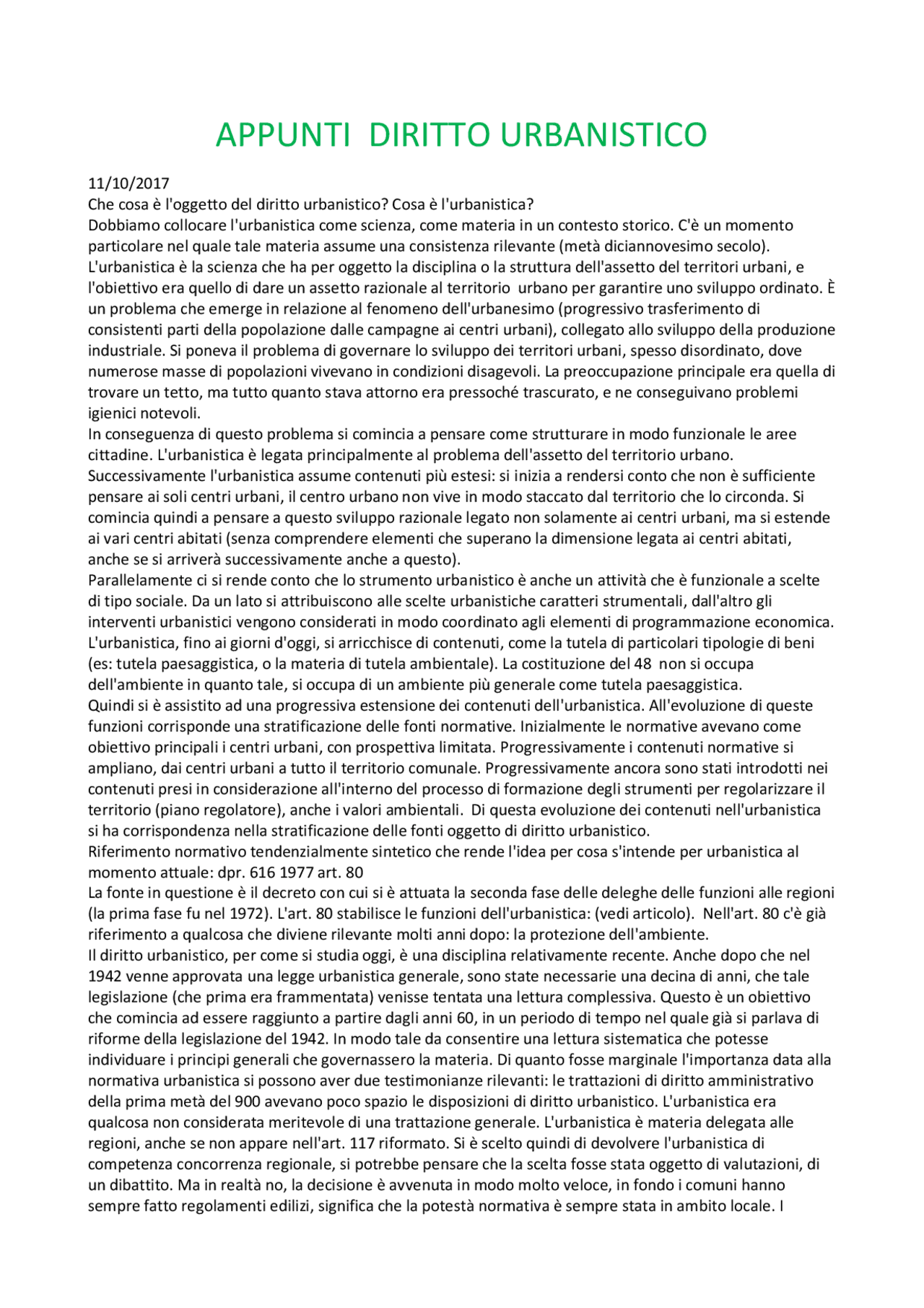 Appunti Primo Semestre Urbanistico Unicatt Docsity